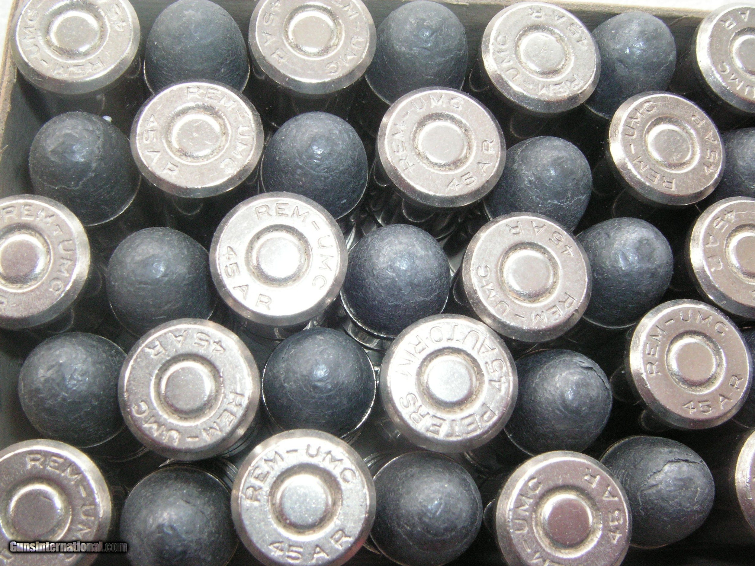 REMINGTON CLEANBORE VINTAGE 45 AUTO RIM RARE AMMO FULL BOX OF 50 ROUNDS ...