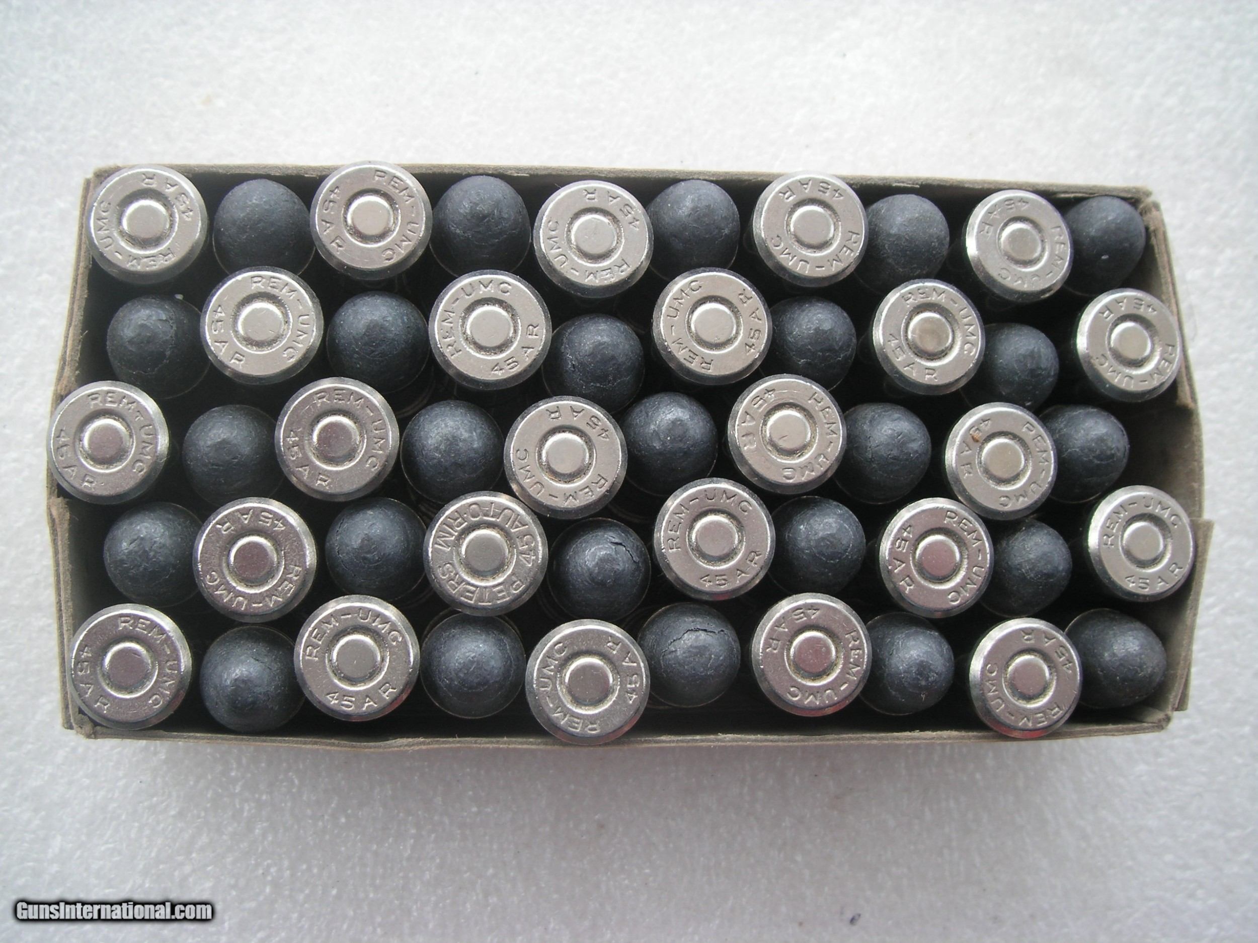 REMINGTON CLEANBORE VINTAGE 45 AUTO RIM RARE AMMO FULL BOX OF 50 ROUNDS ...