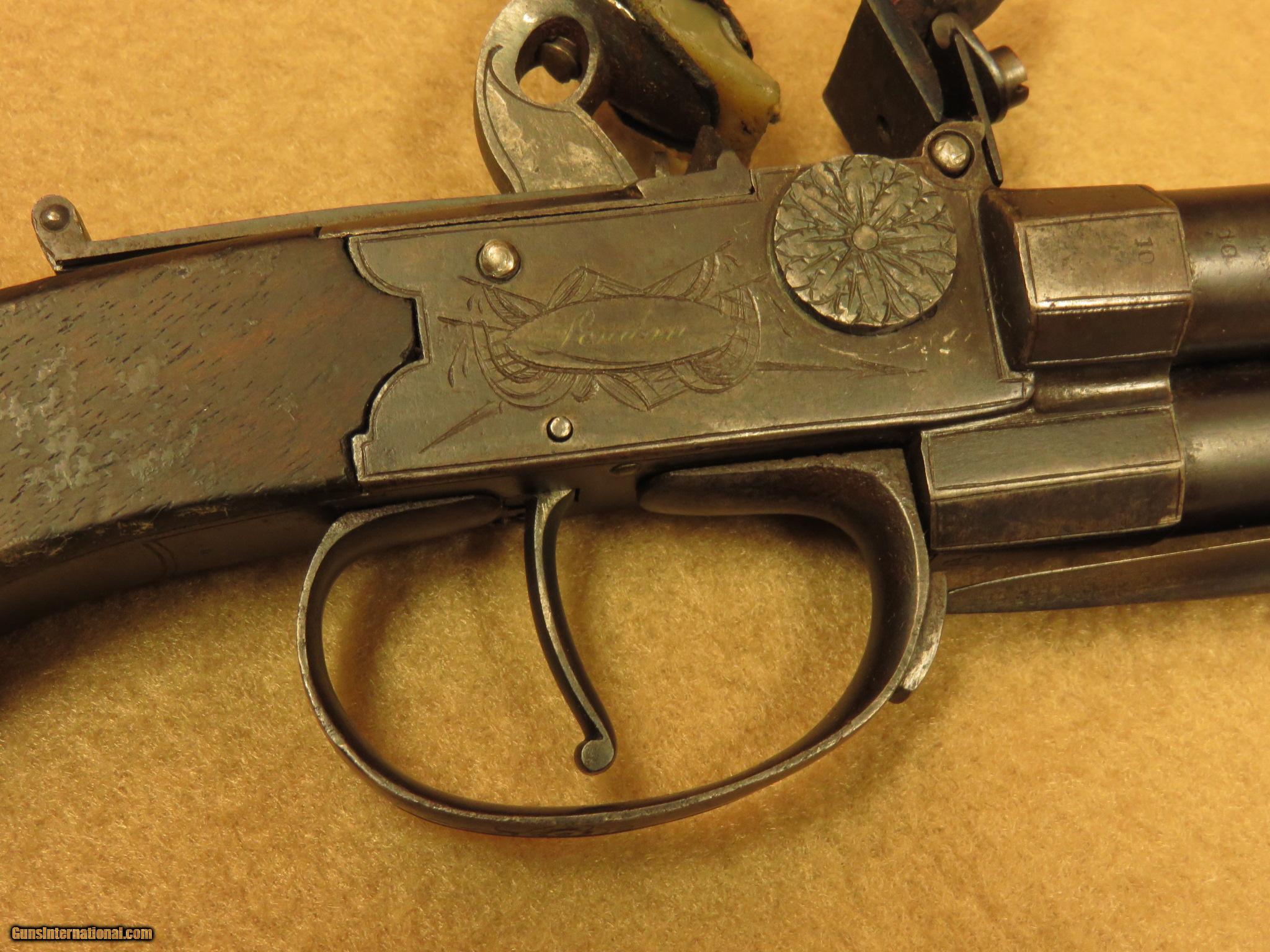 Three Barrel Flint Pistol, with Spring loaded Bayonet