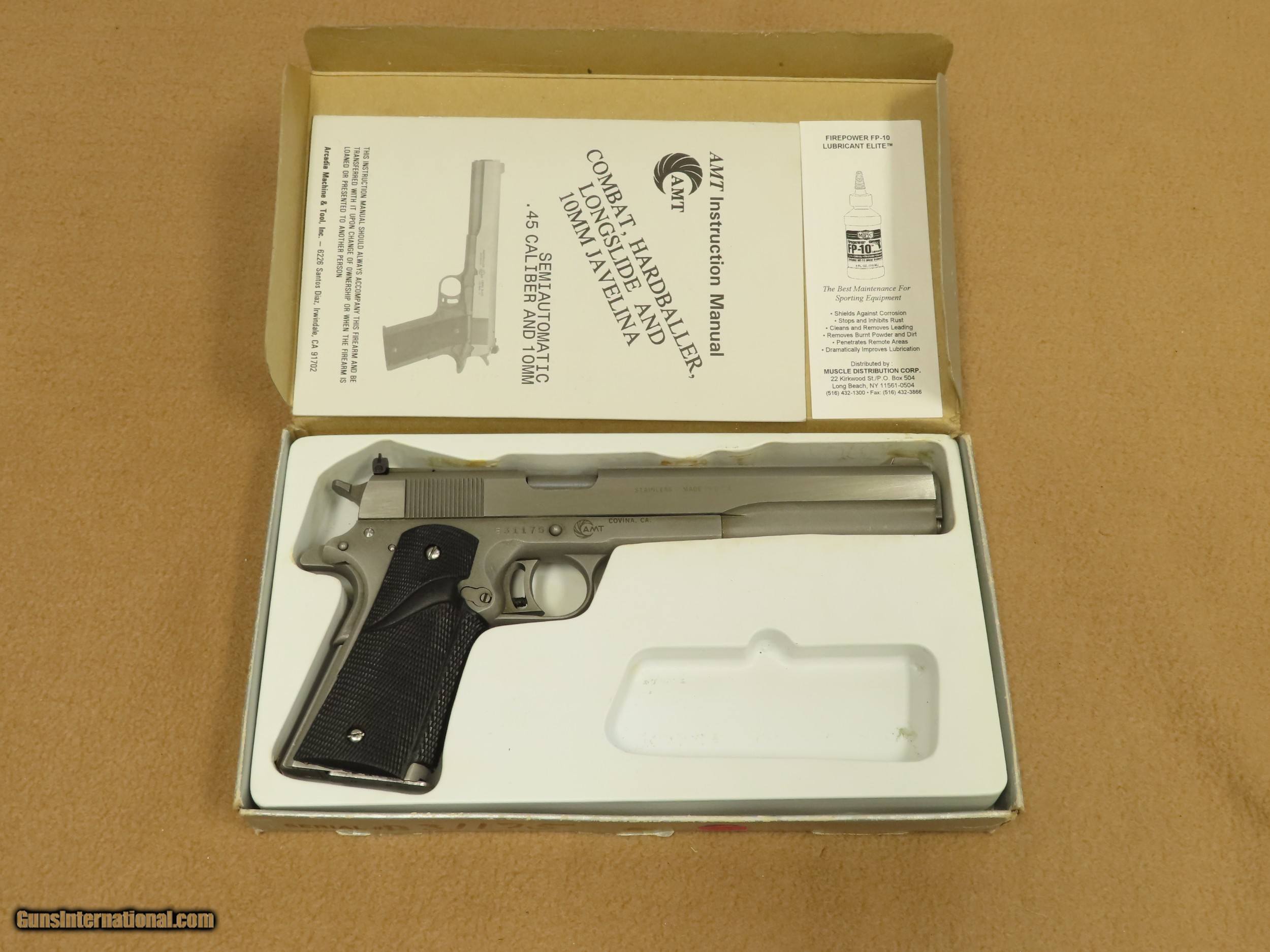 1980's Vintage AMT Hardballer Longslide .45 ACP Pistol w/ Box & Owner's ...