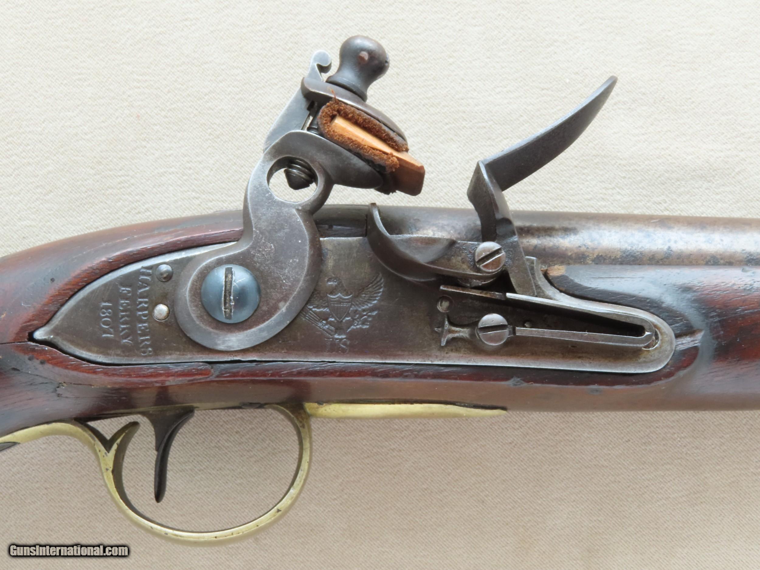 1807 Vintage U.S. Model 1805 Harpers Ferry Flintlock Pistol in .54 ...