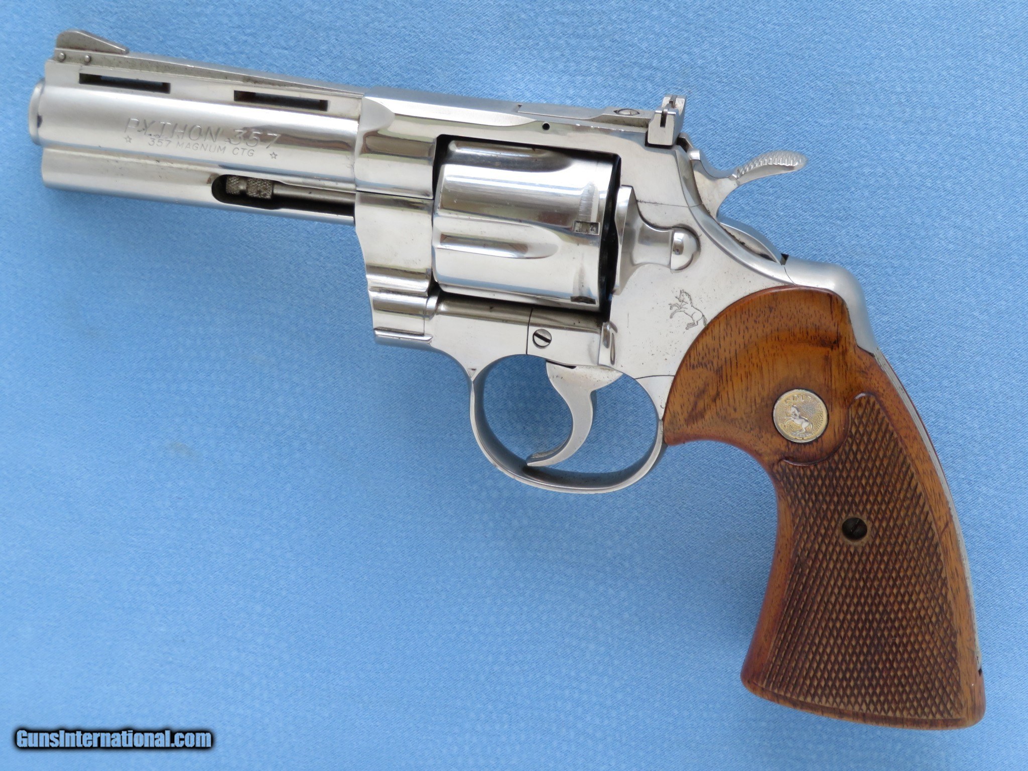 Colt Python, Nickel, Cal. .357 Magnum, 1969 Vintage, 4 Inch Barrel