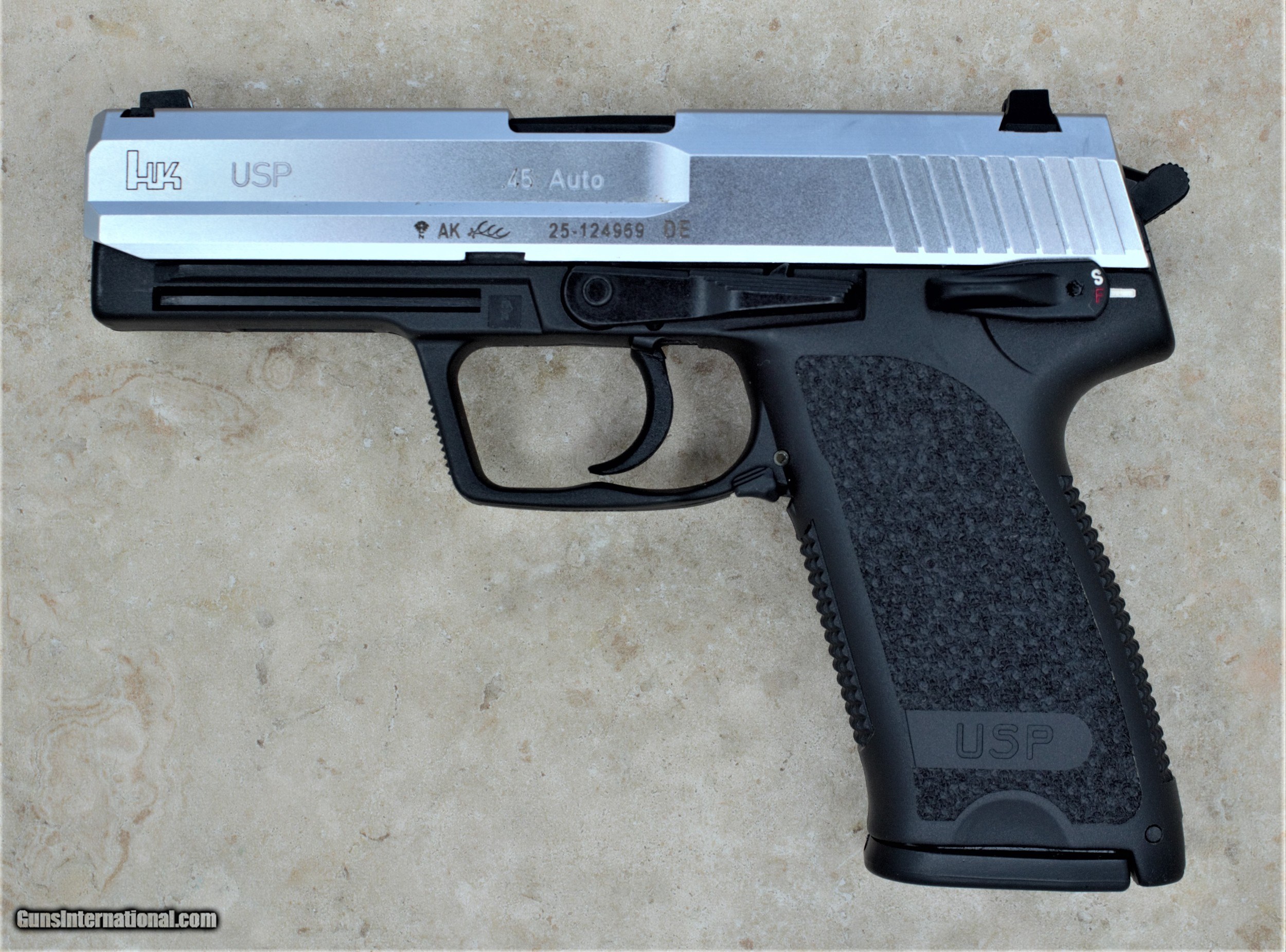 HK USP STAINLESS PISTOL IN 45 ACP WITH MATCHING BOX AND PAPERWORK **MINT**