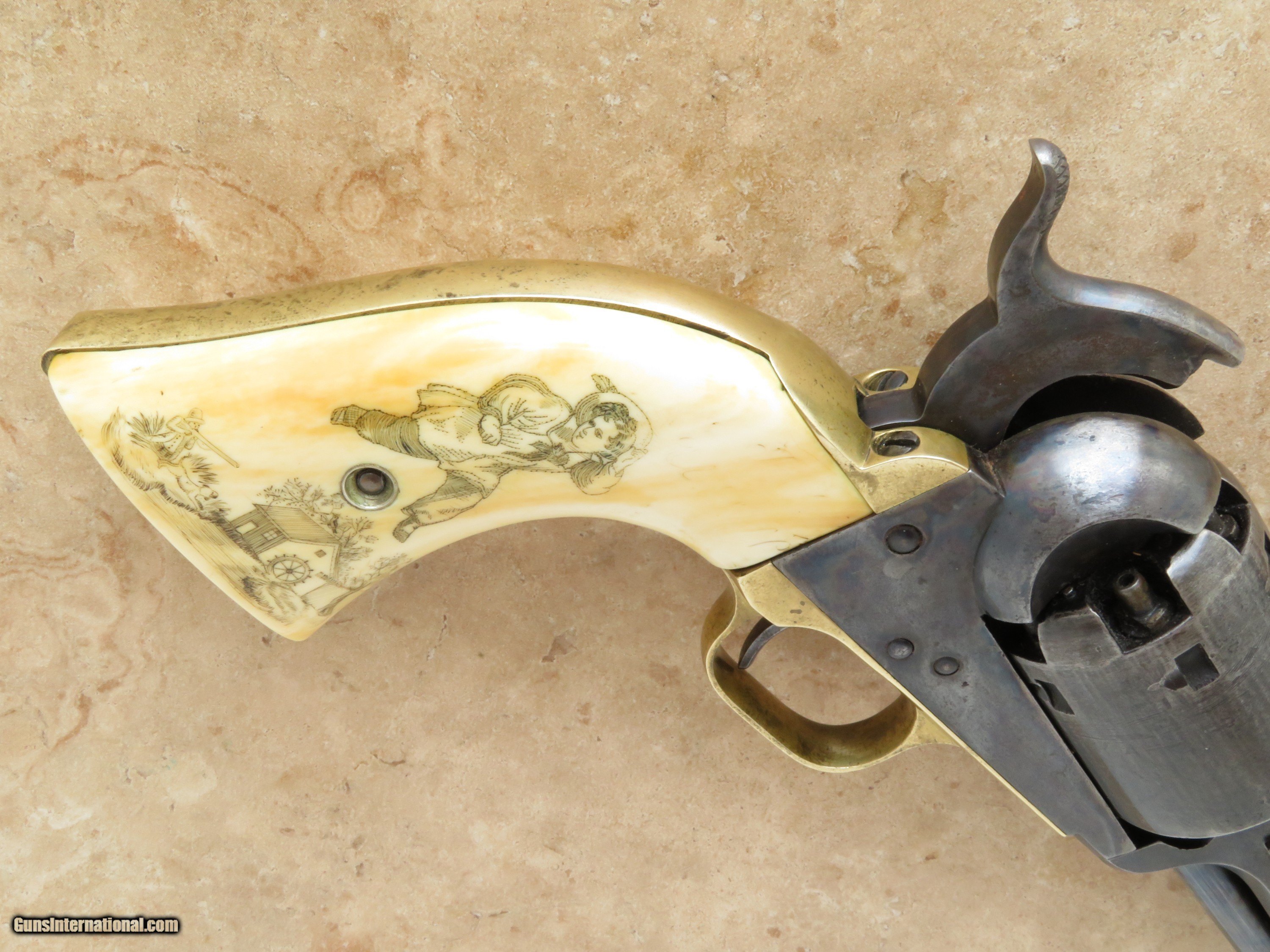 Colt 1851 Navy Third Model, Scrimshawed Ivory Grips, Cal. .36 ...