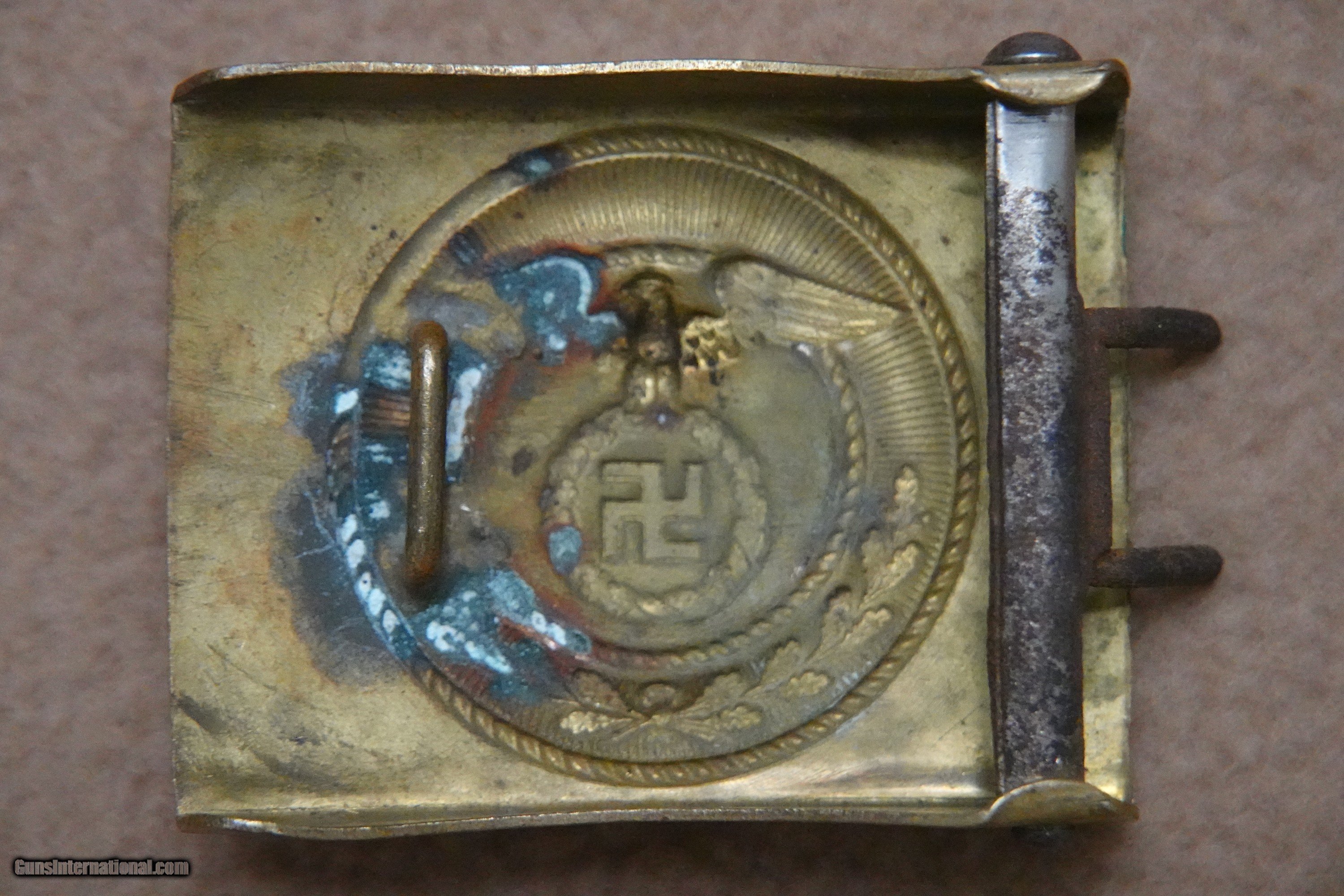 Original WW2 German NSDAP Enlisted Man's Brass Belt Buckle