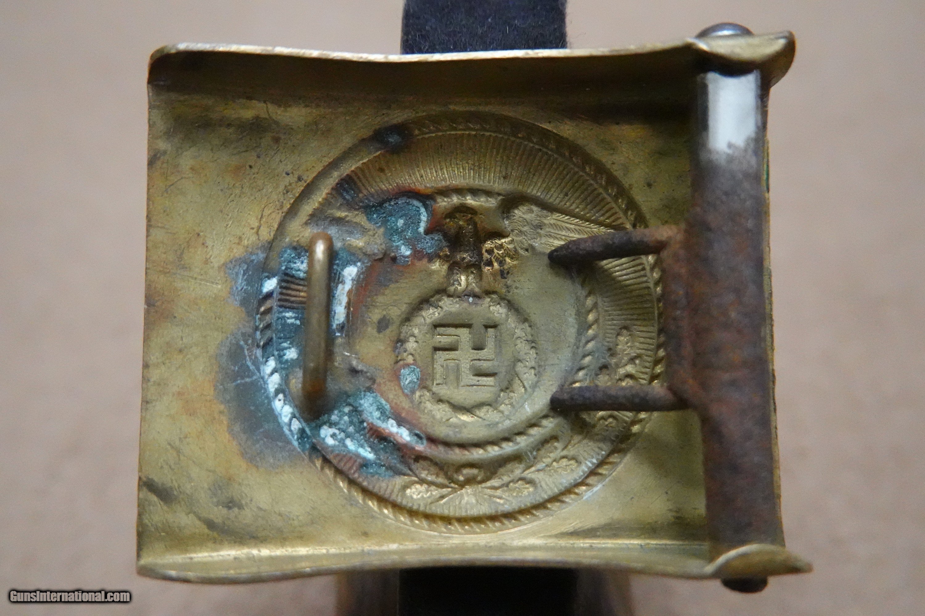 Original WW2 German NSDAP Enlisted Man's Brass Belt Buckle