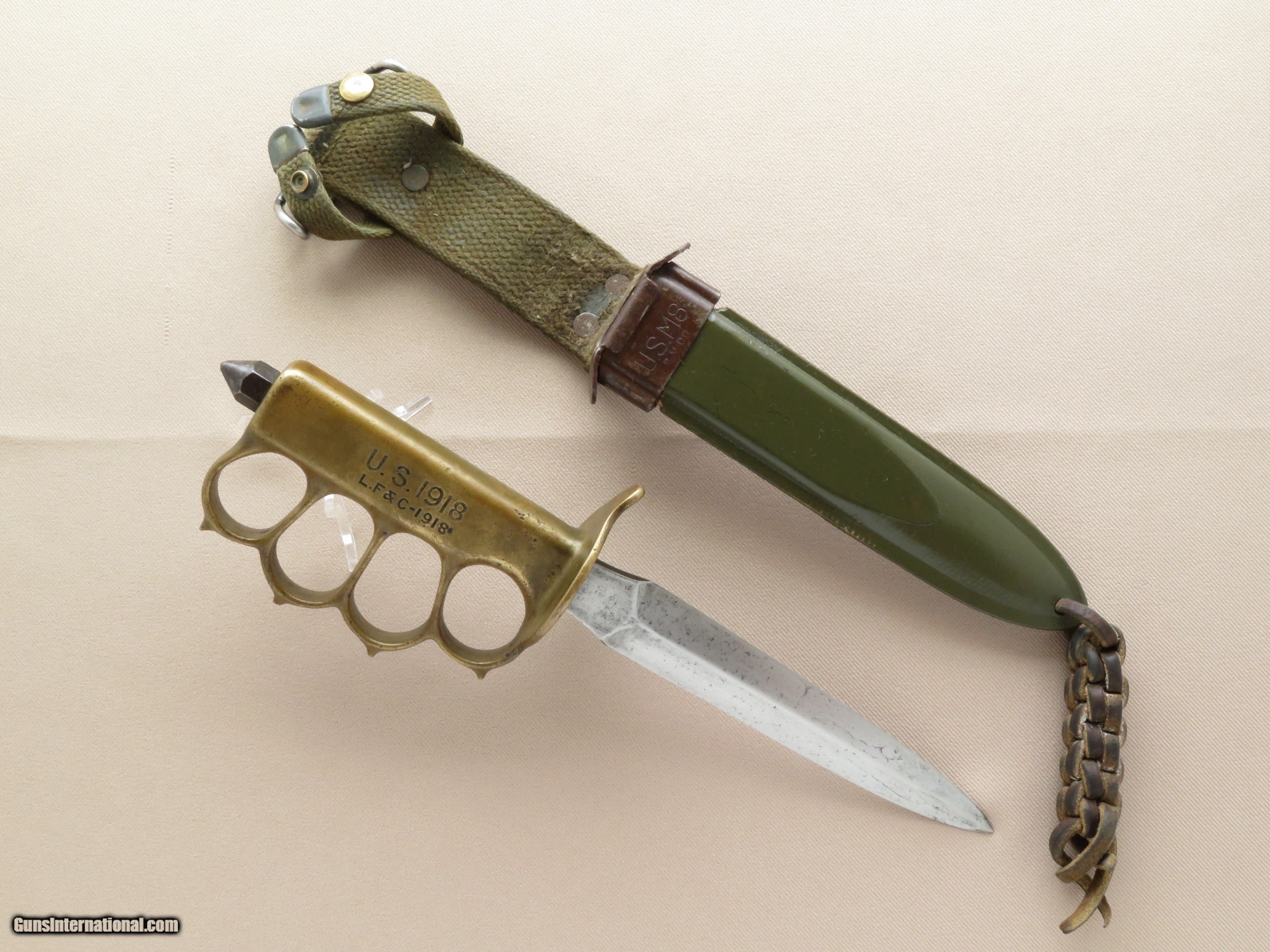 ** SOLD ** U.S. LF&C Model 1918 Trench Knife & Scabbard **Classic WWI ...