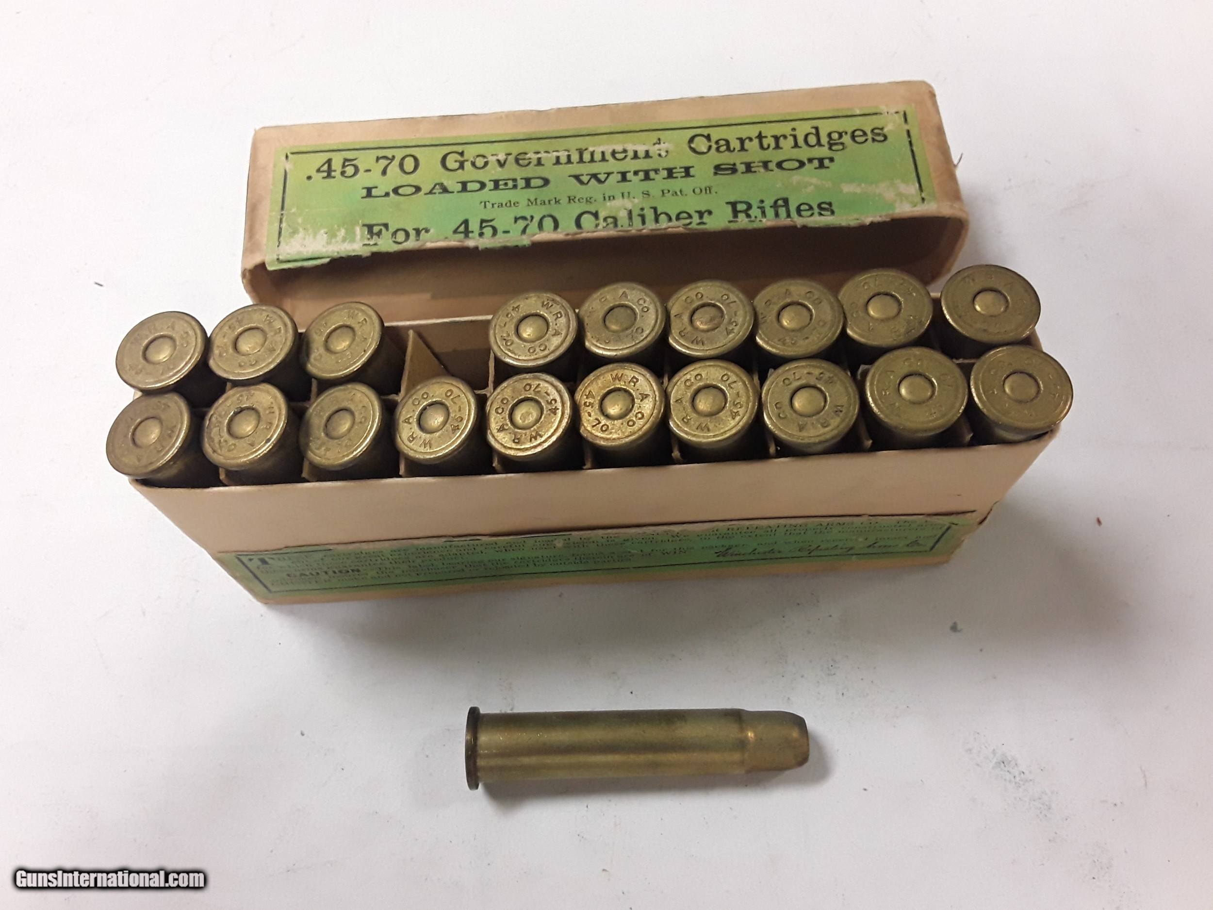 WINCHESTER VINTAGE .45-70 GOV'T SHOT CARTRIDGES WITH IN ORIGINAL BOX