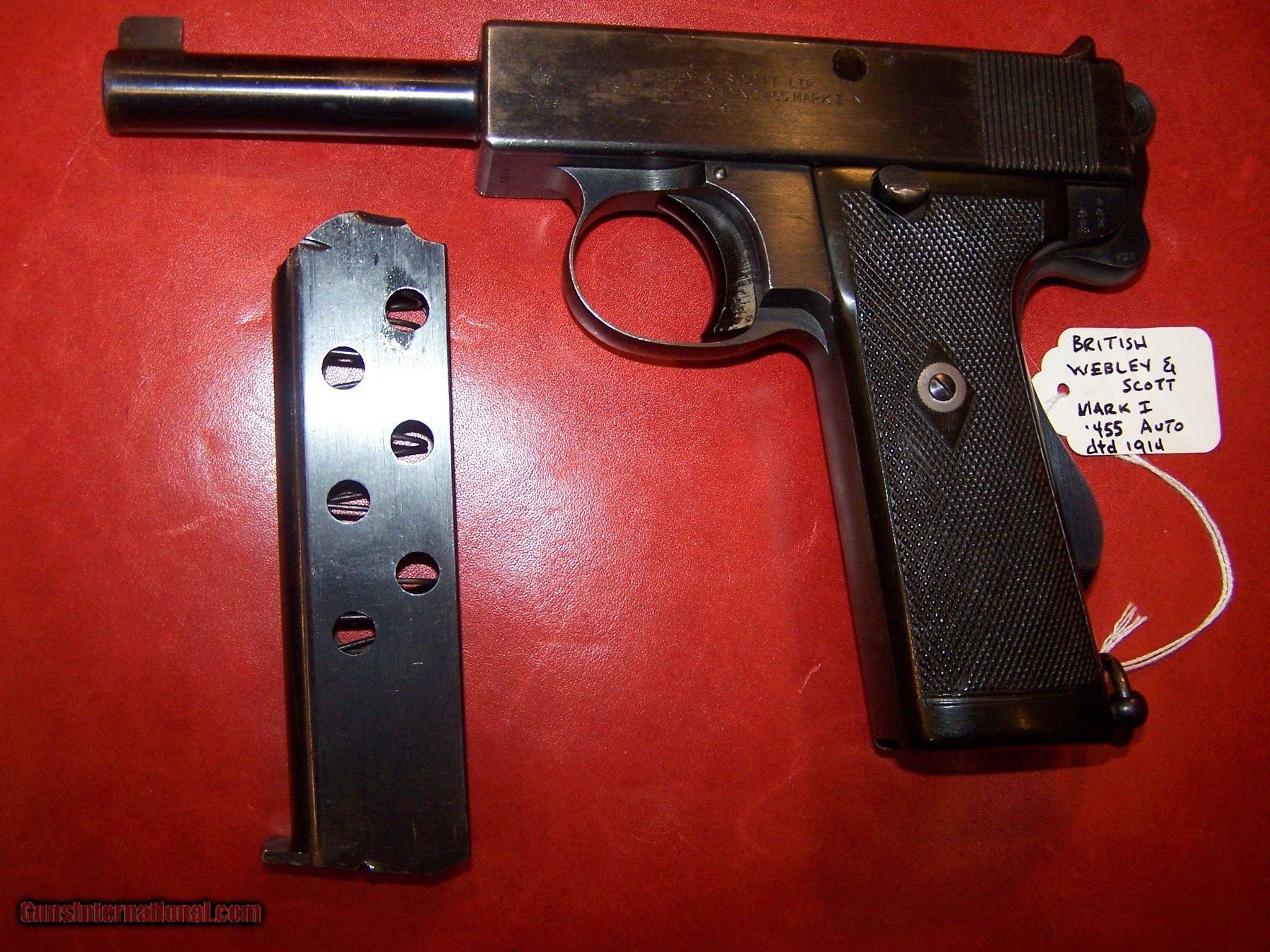 WEBLEY & SCOTT Semi-auto .455 auto all original and excellent condition