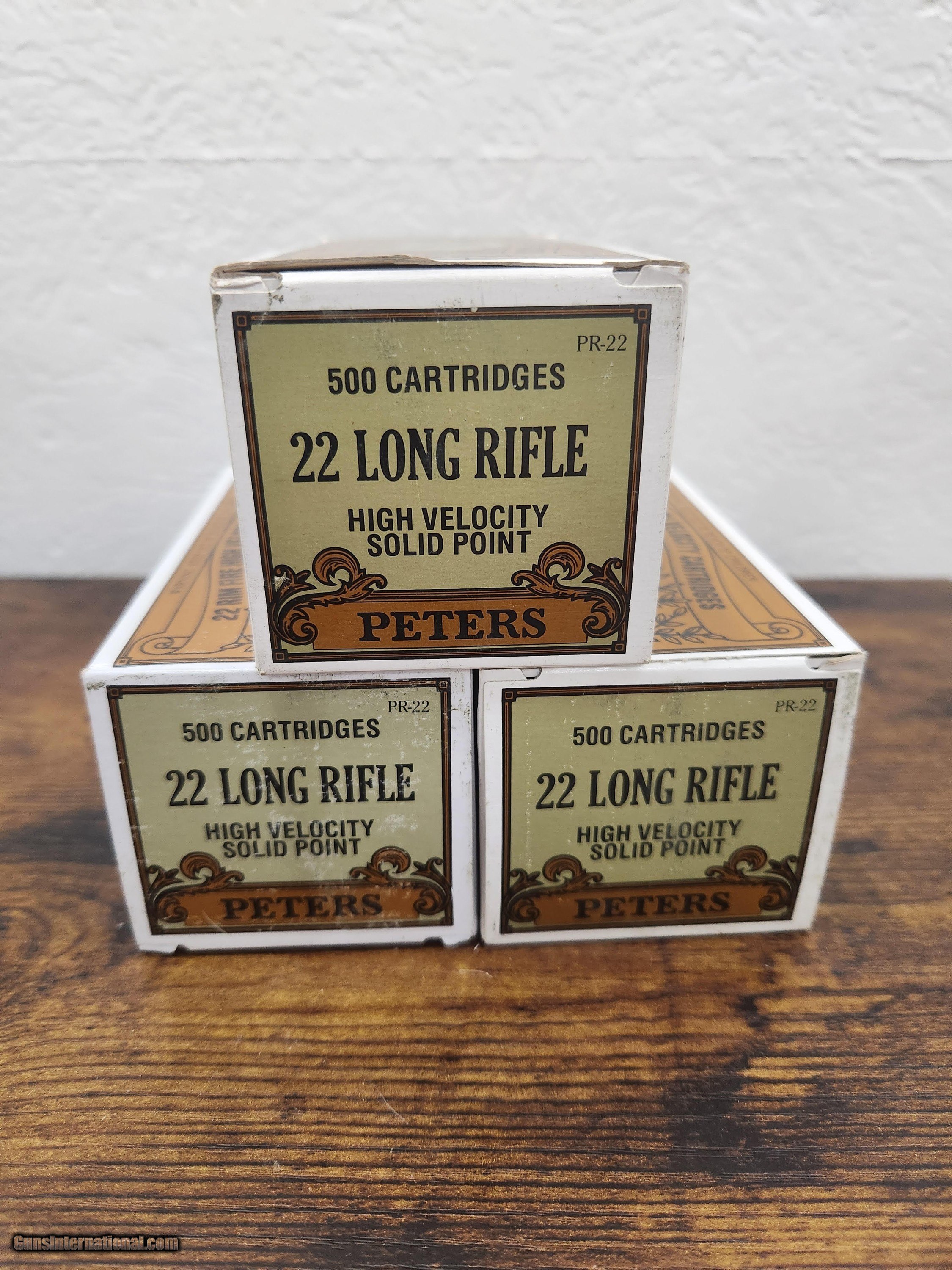 Vintage Peters 22lr ammo -3 bricks 1500rds 30 boxes