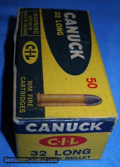 * Vintage AMMO CANUCK 25 RIMFIRE RF STEVENS LONG FULL BOX NOS