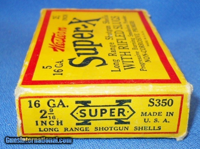 * Vintage 16 Ga. WESTERN SUPER X RIFLE SLUGS YELLOW RED BOX
