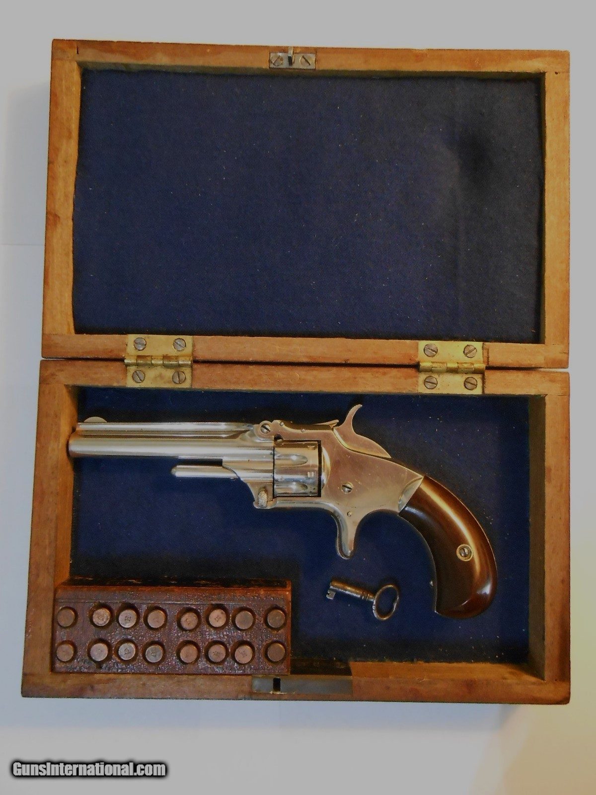 Antique 1870s MAHOGANY CASED SMITH & WESSON NUMBER 1 REVOLVER .22 SHORT ...