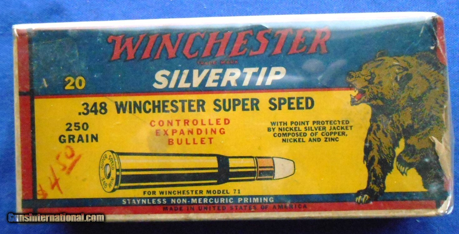 Vintage 1940s WINCHESTER GRIZZLEY BEAR .348 AMMO