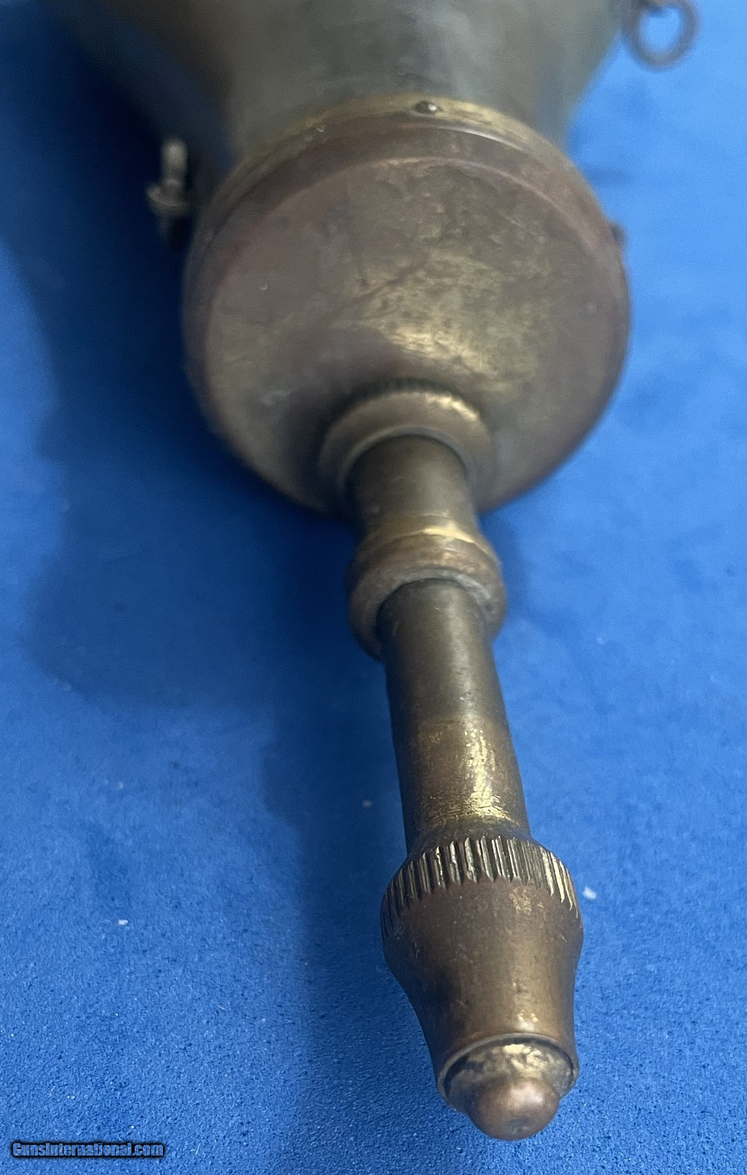 Vintage COLT NAVY REVOLVER PLUNGER DISPENCE POWDER FLASK CANNON & FLAGS ...