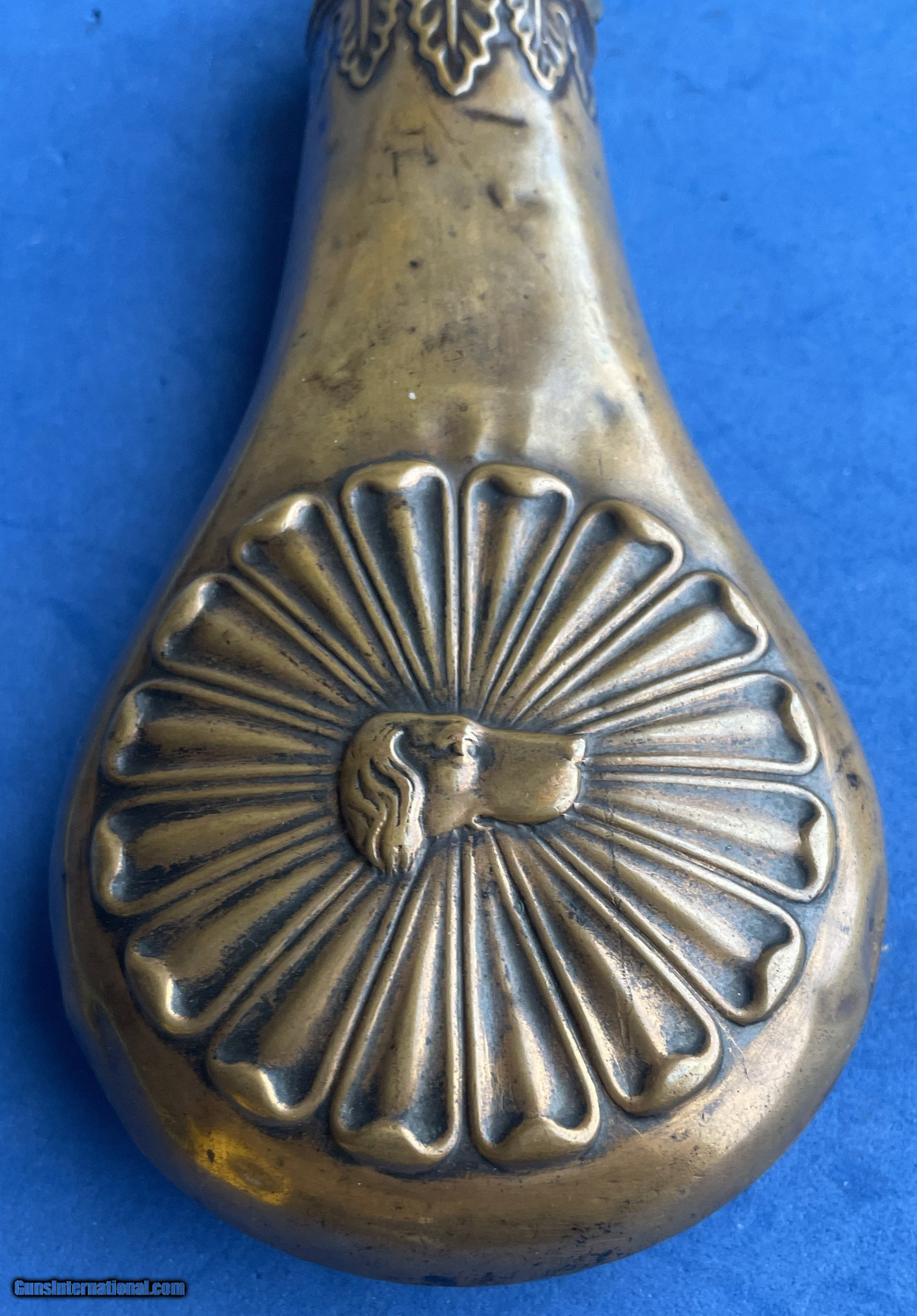 Antique CIVIL WAR ERA HOUND HEAD SNIDER SHOTGUN MUSKET POWDER FLASK for ...