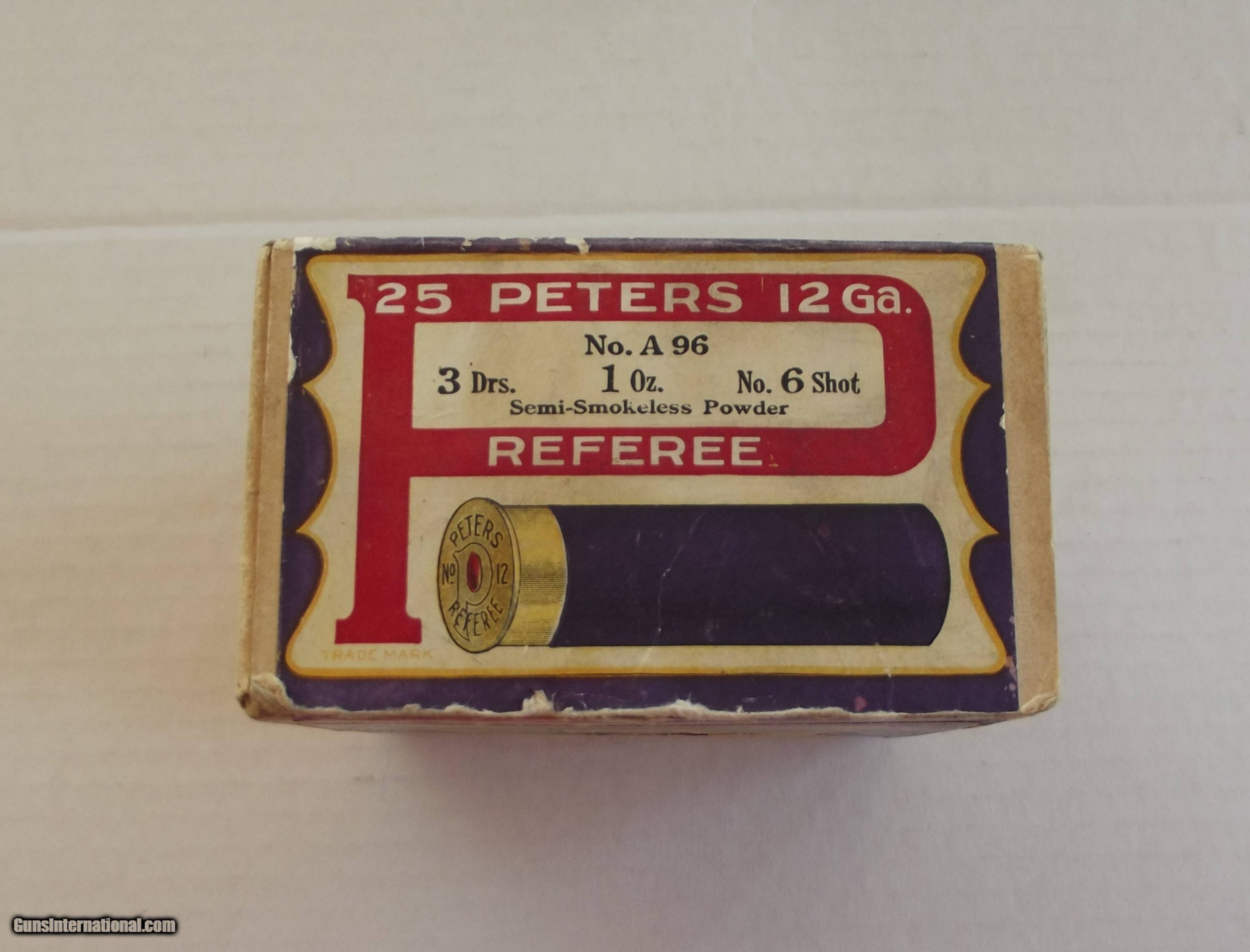 Two Piece Peters Referee 12 gauge Box, has the correct bottom Very Nice ...