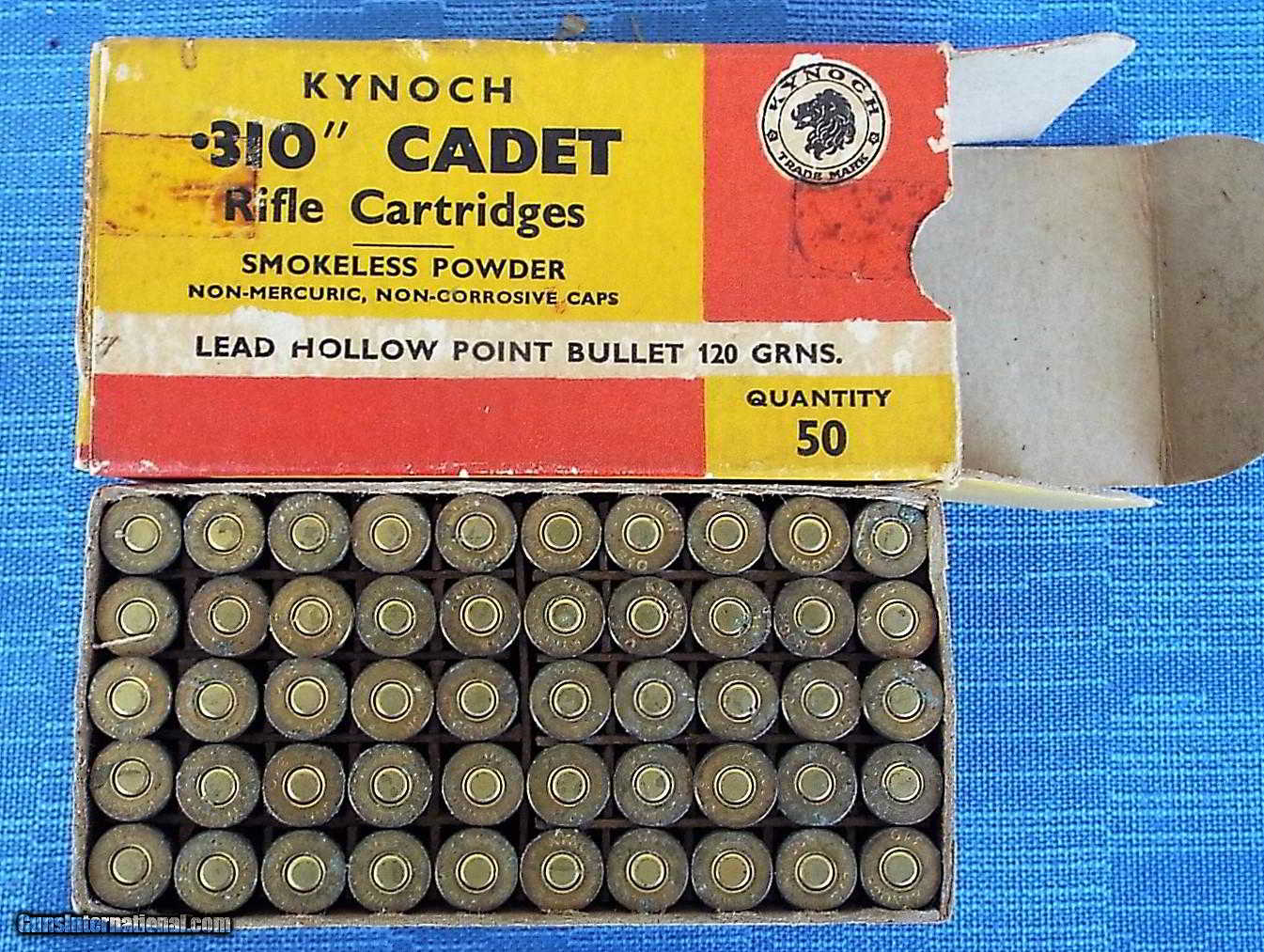 VINTAGE KYNOCH .310 CADET FULL BOX OF (50) HOLLOW POINT BULLET 120GRAINS