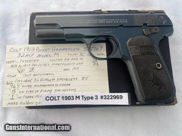 Colt 1903 Model M 32 acp Type lll w/ box for sale