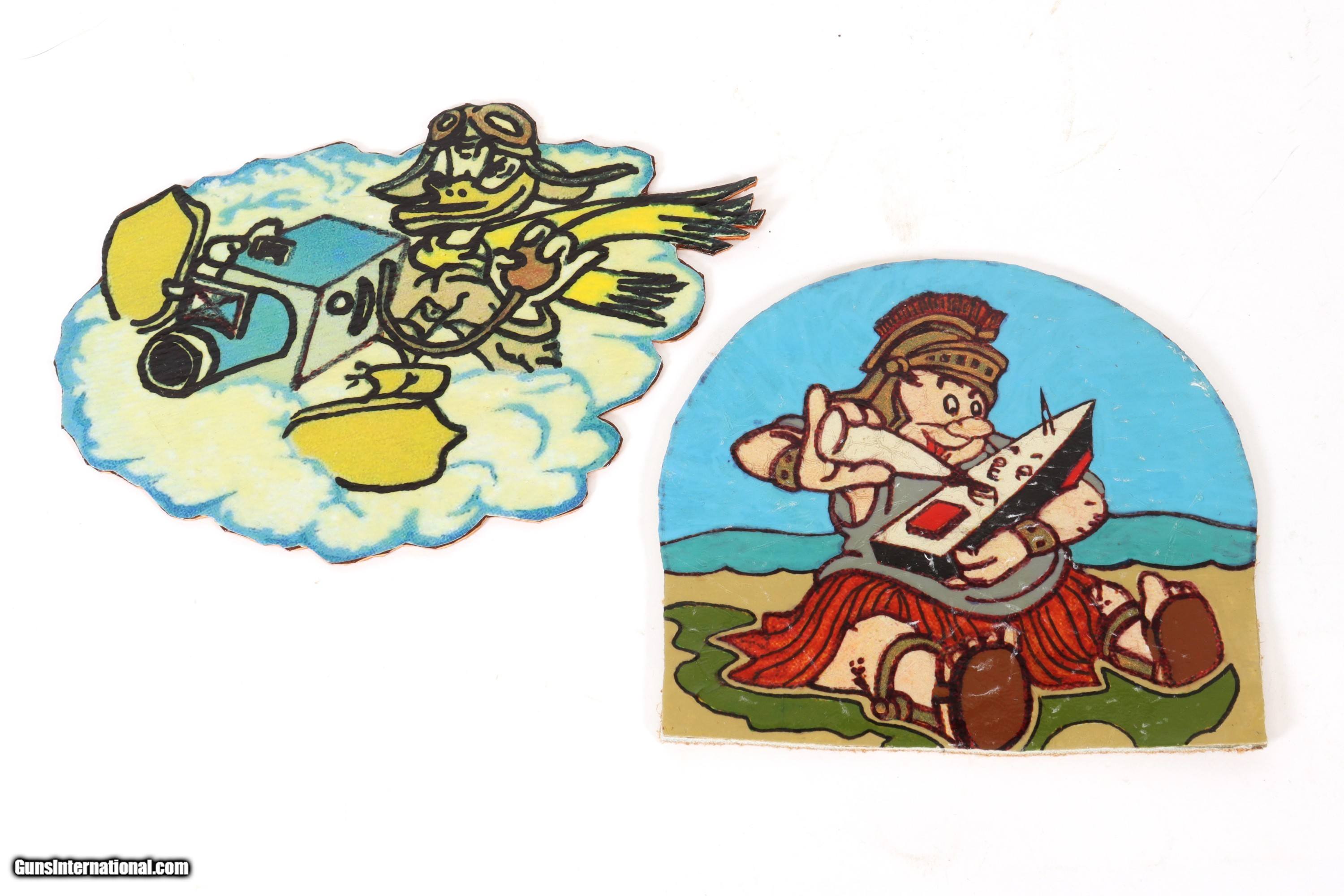 Two Vintage Leather Disney Military Patches