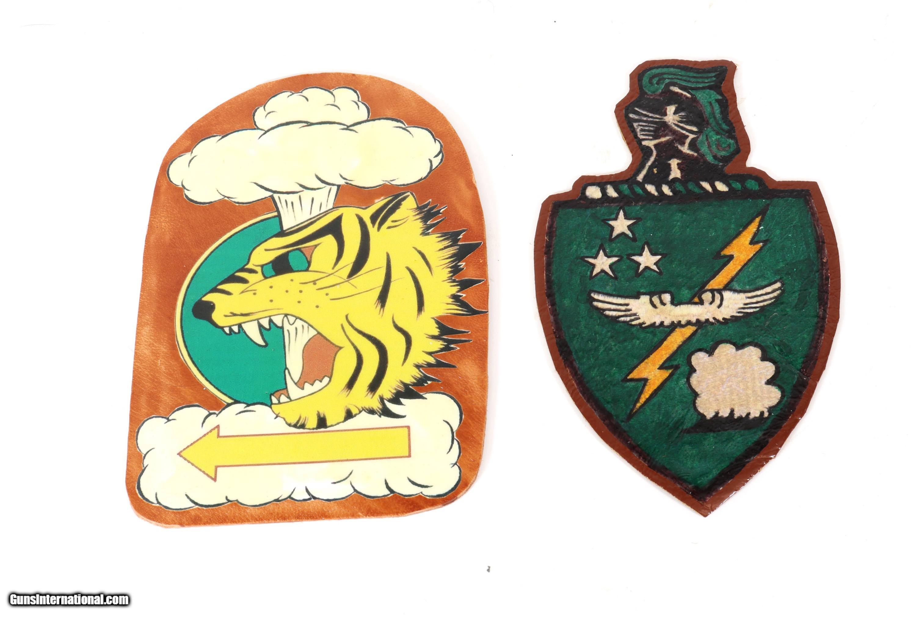 Two Vintage Leather Military Patches for sale