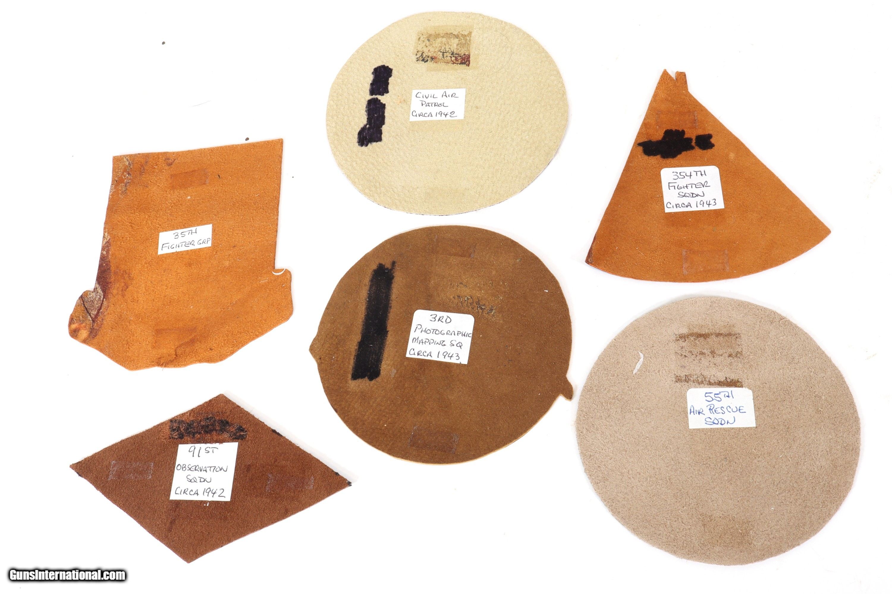 Set of Six Vintage Leather Military Patches