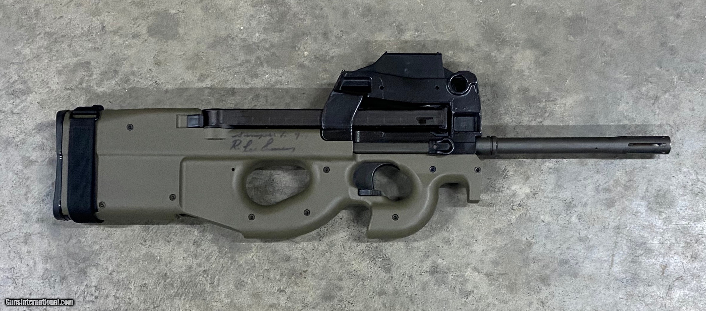 R Lee Ermey Signed Early Production FN PS90 OD Green w/ USG Reflex Sight