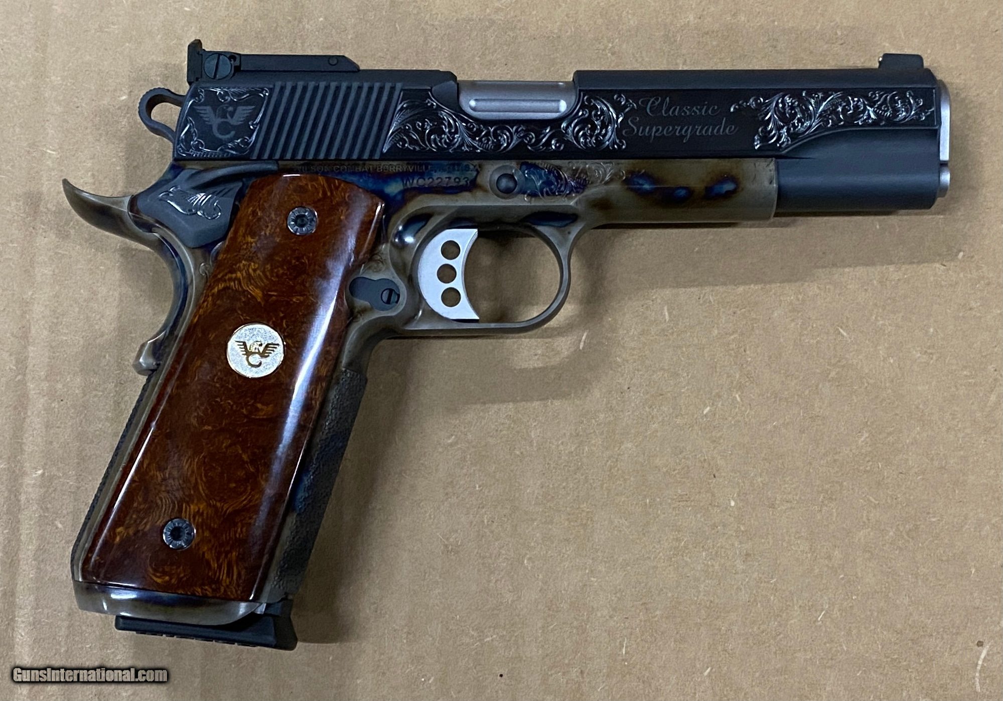 Wilson Combat Classic Supergrade 45 ACP Engraved Case Colored 1911