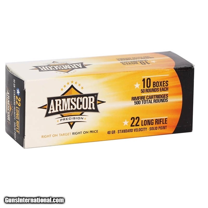 Armscor Standard Velocity 22 LR Ammo 40 grain LRN Case of 5000 Rounds ...