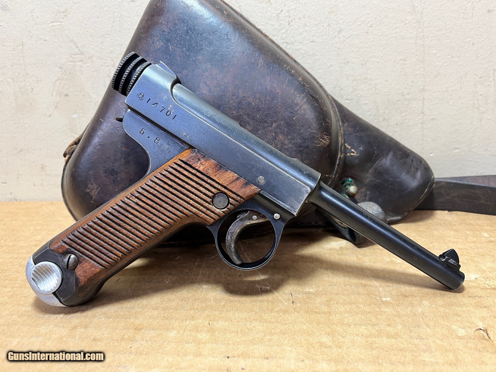 Japanese Type 14 Nambu Pistol with Leather Holster – 8mm Nambu for sale