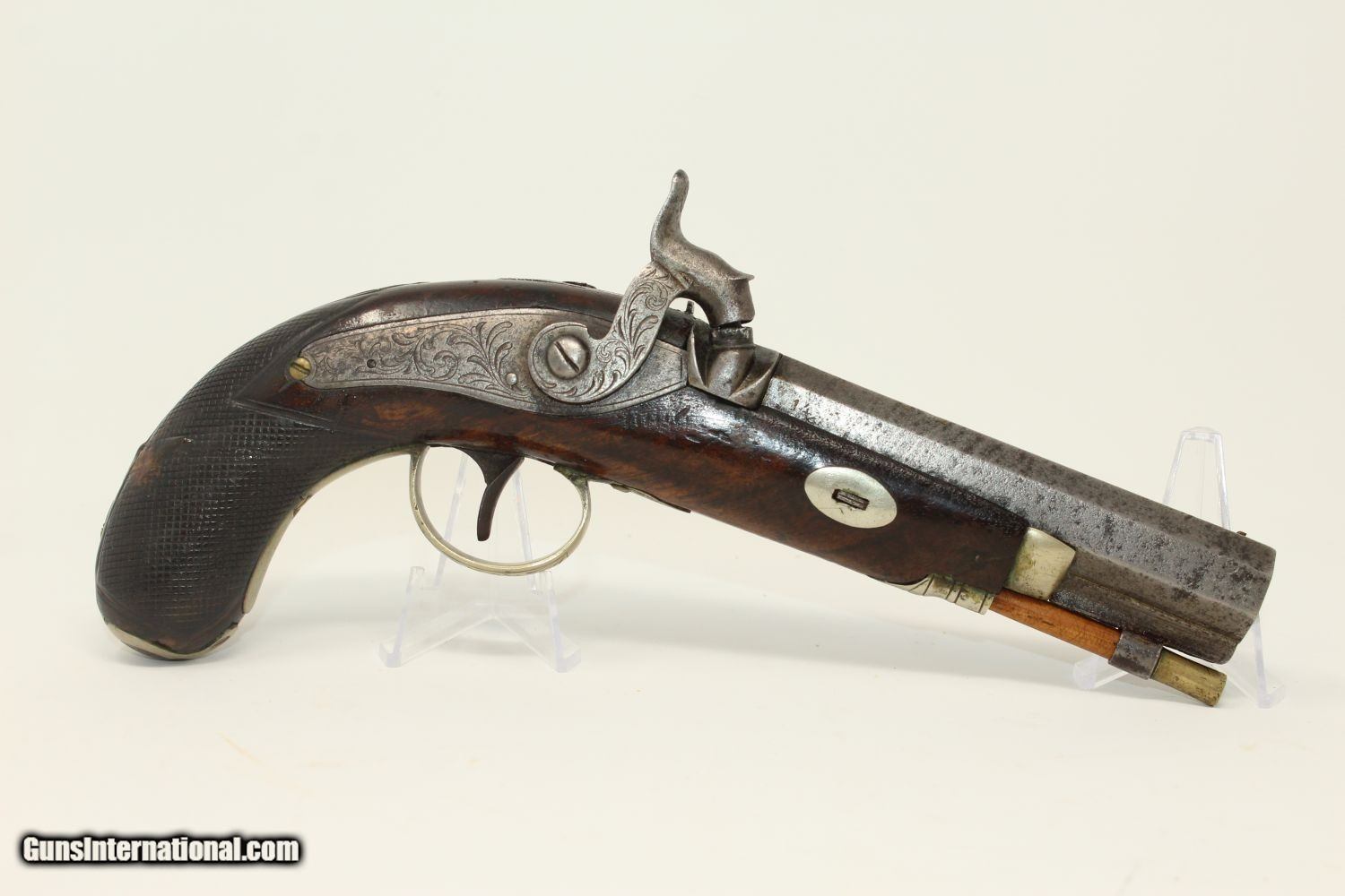 1850s Antique BELT HOOK Deringer Type Pistol ENGRAVED Self Defense Belt ...