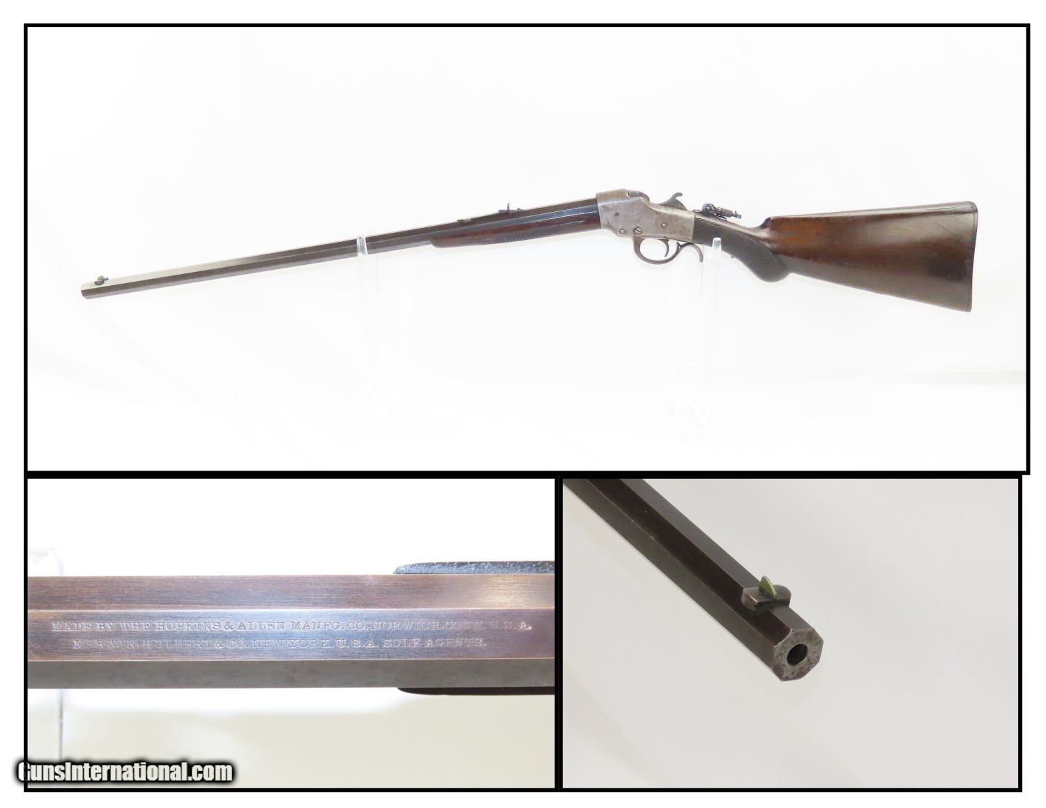 Antique FALLING BLOCK Rifle HOPKINS & ALLEN .32 WCF H&A Single Shot ...