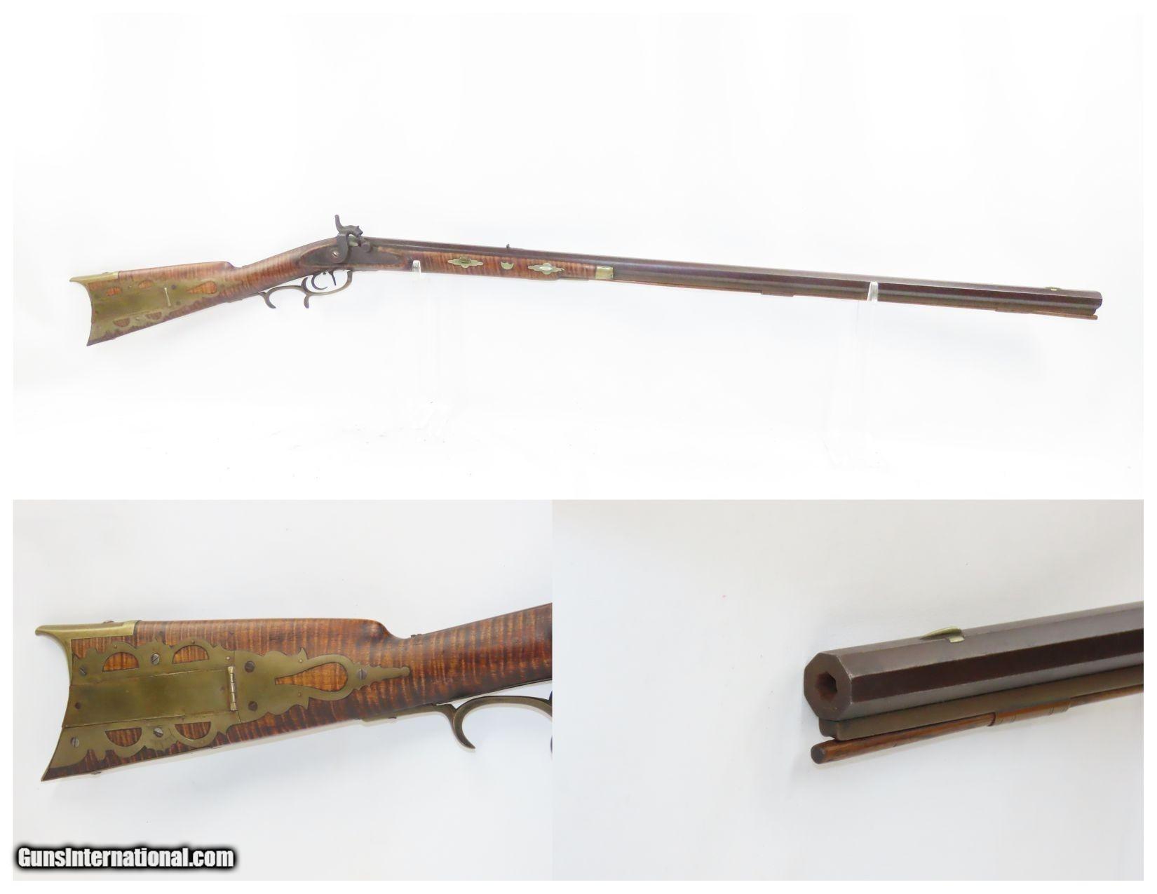 Antique KENTUCKY LONG RIFLE .32 Caliber PERCUSSION Half Stock Striped ...