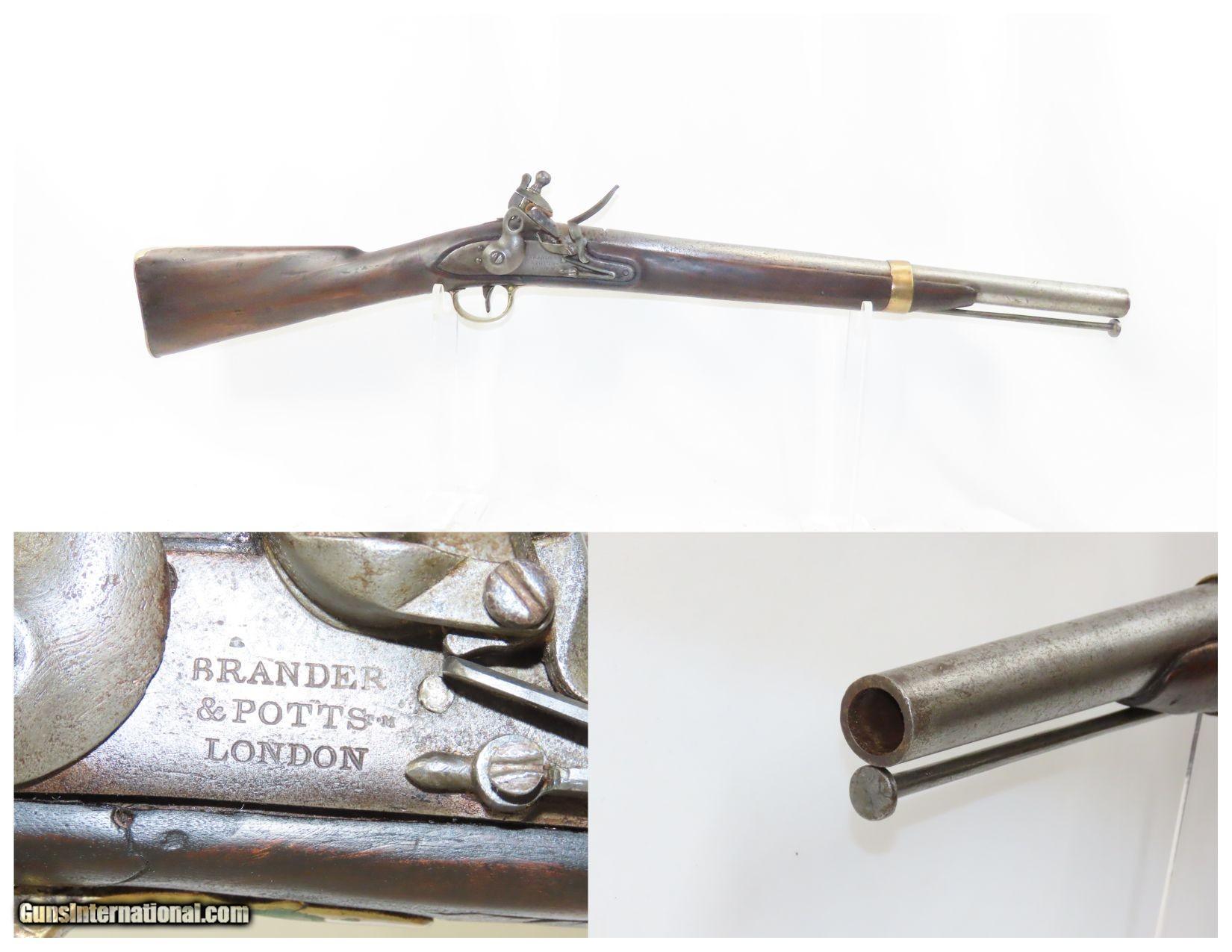 NAPOLEONIC ERA Antique BRANDER & POTTS Large Bore .75 Cal. FLINTLOCK ...