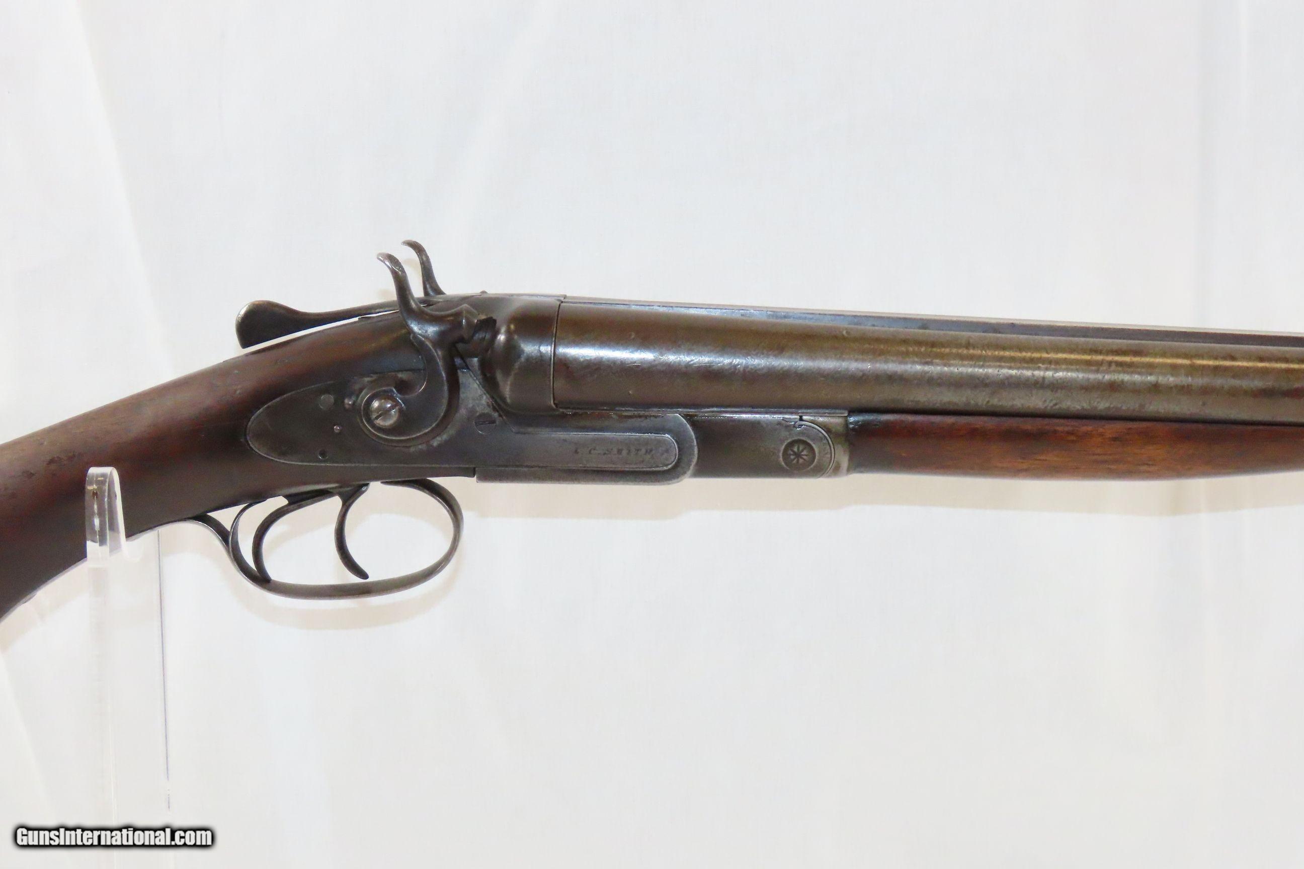 LC SMITH Antique SIDE LOCK Double Barrel 12 GAUGE SHOTGUN Stage Coach ...
