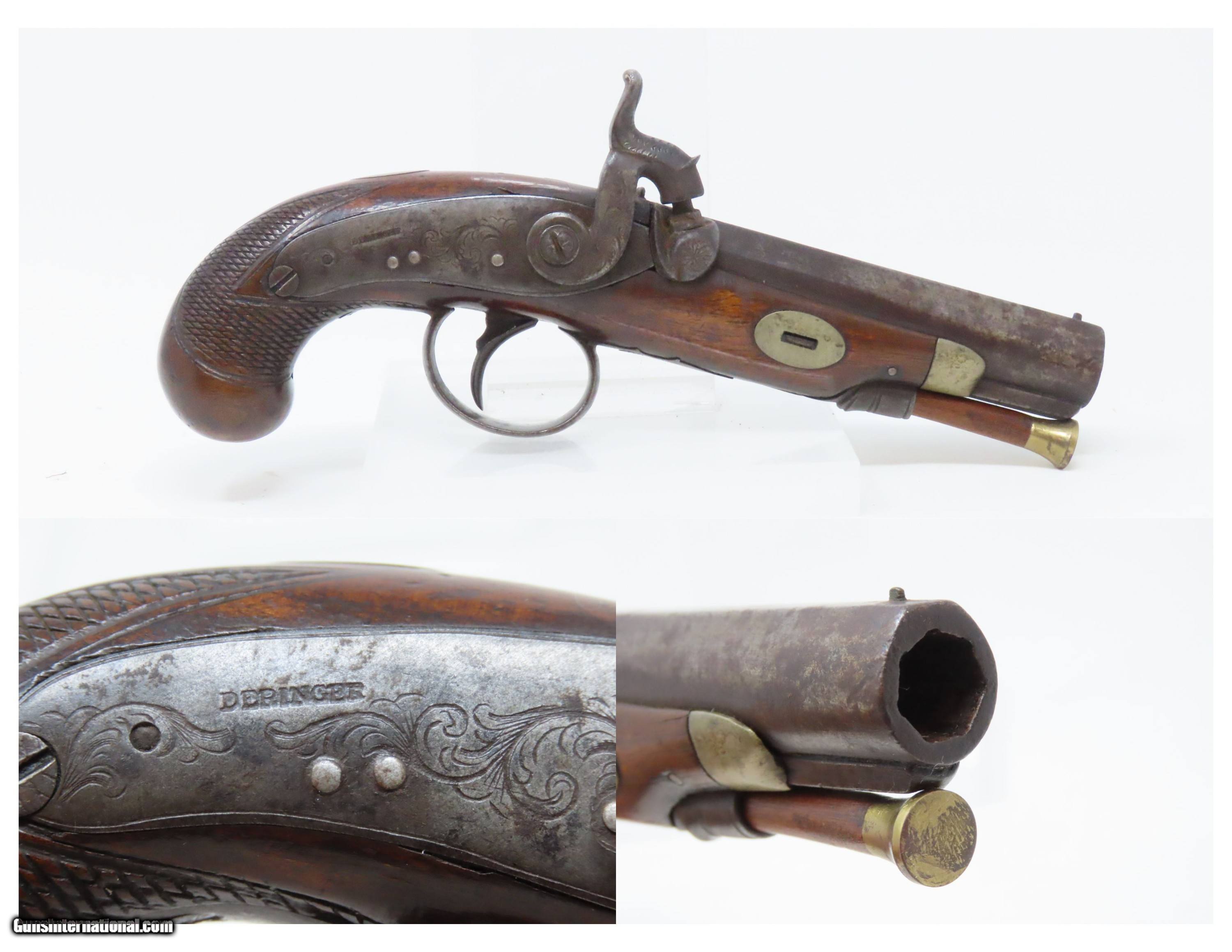 c1850s DERINGER Type POCKET Pistol .45 Caliber Percussion ENGRAVED ...
