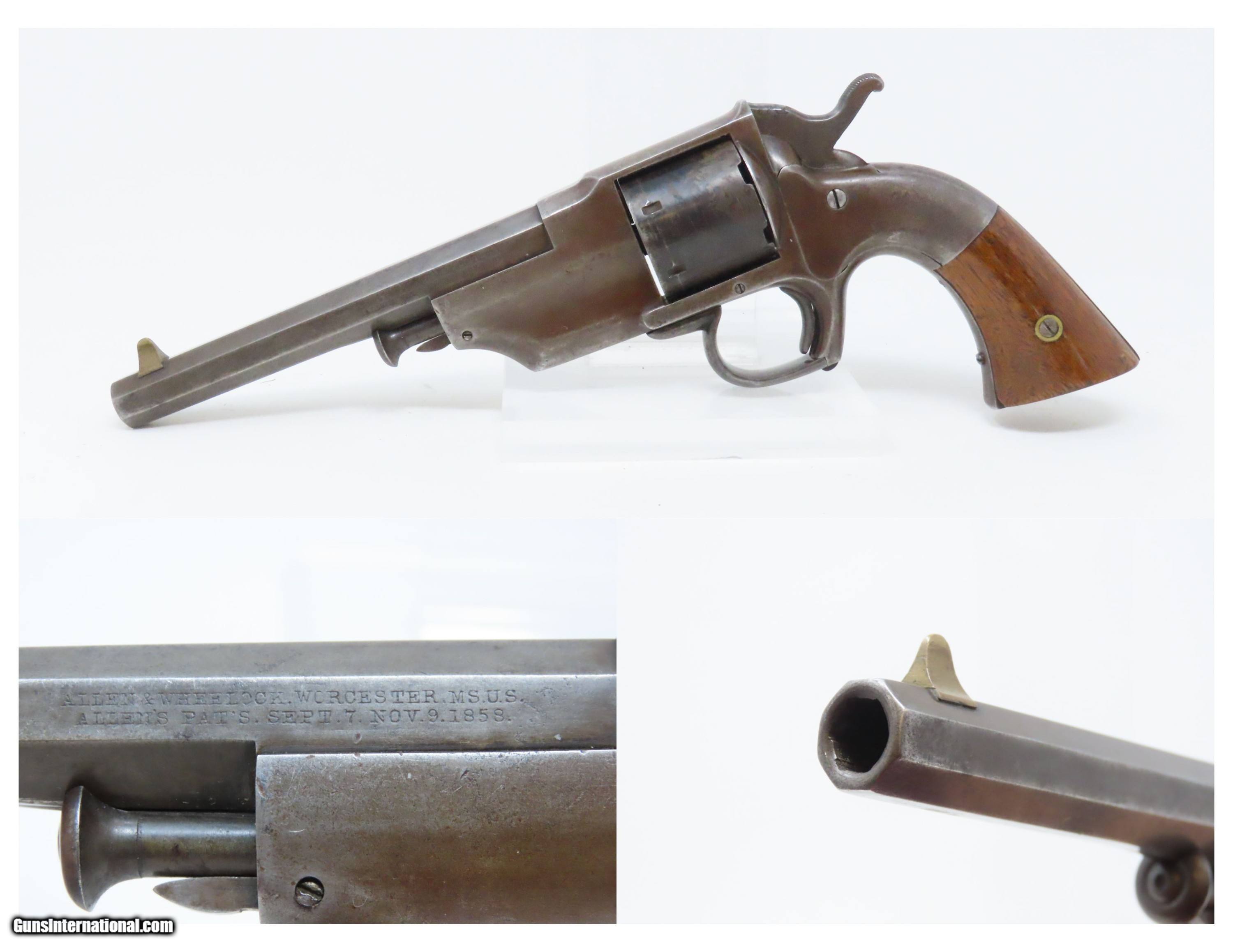 RARE CIVIL WAR Antique ALLEN & WHEELOCK .36 Lipfire NAVY Revolver ...