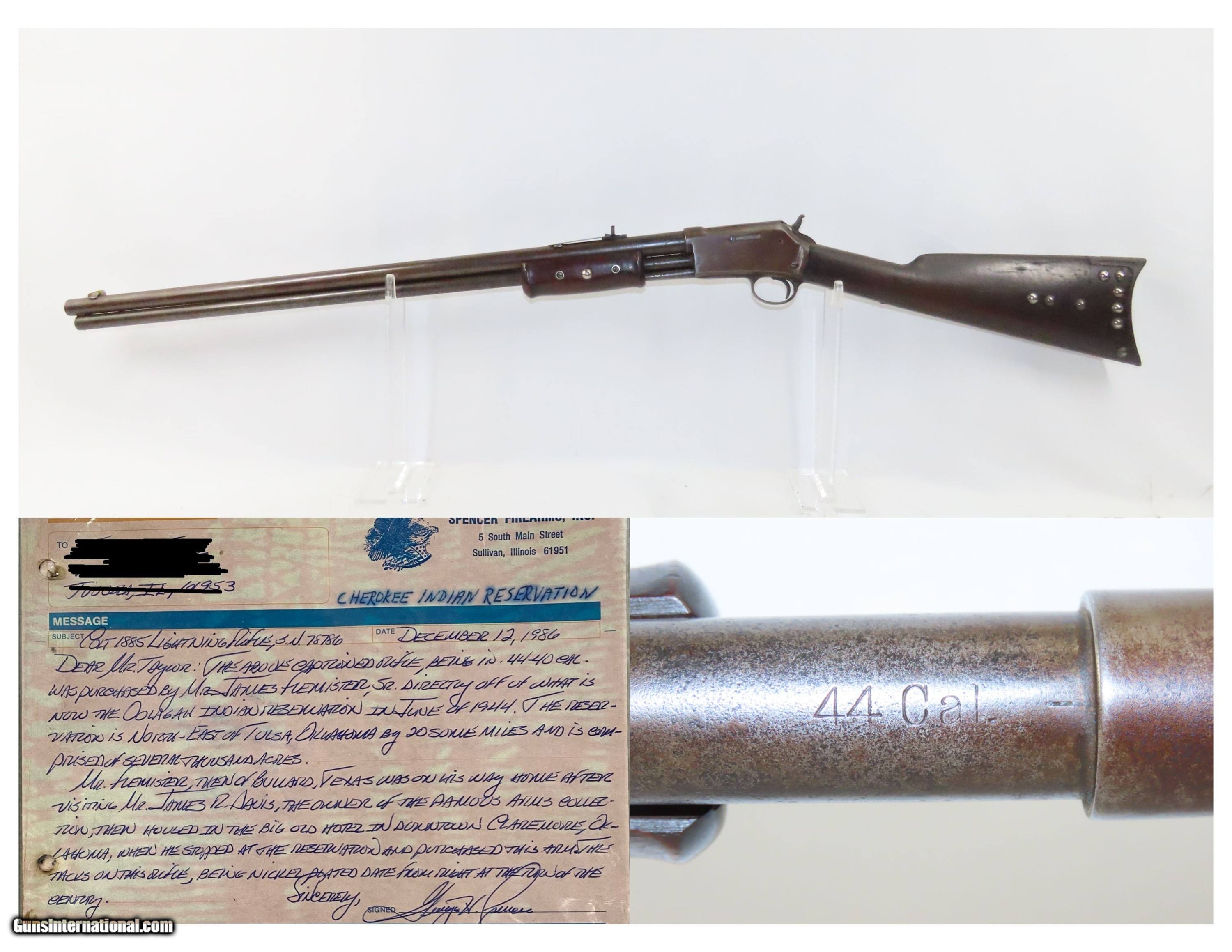 CHEROKEE INDIAN PROVENANCE Antique COLT LIGHTING RIFLE .44-40 WCF c1895 ...