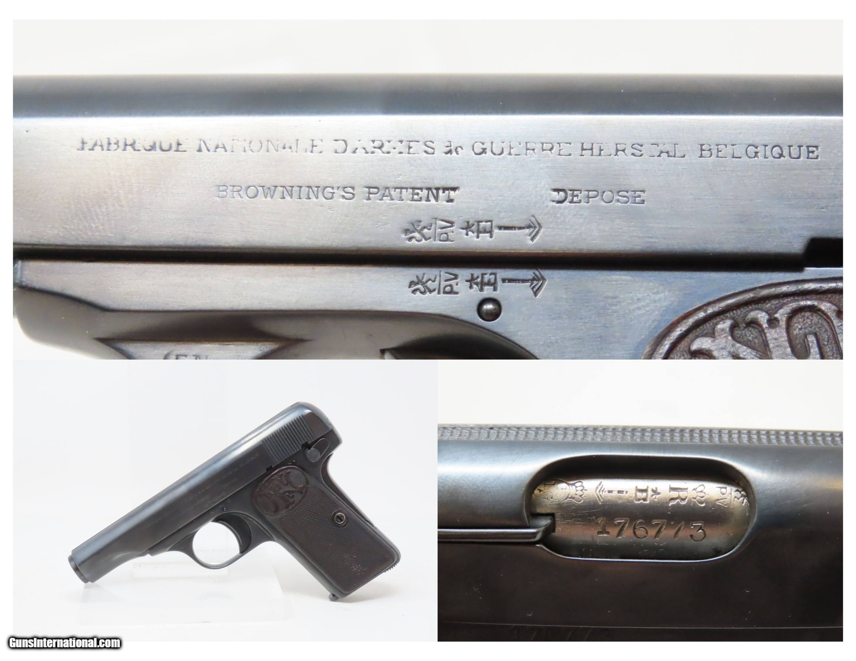 FABRIQUE NATIONALE Model 1910 Semi-Automatic 7.65mm Cal. C&R Pocket Pistol VERY NICE Pre-WWII ...