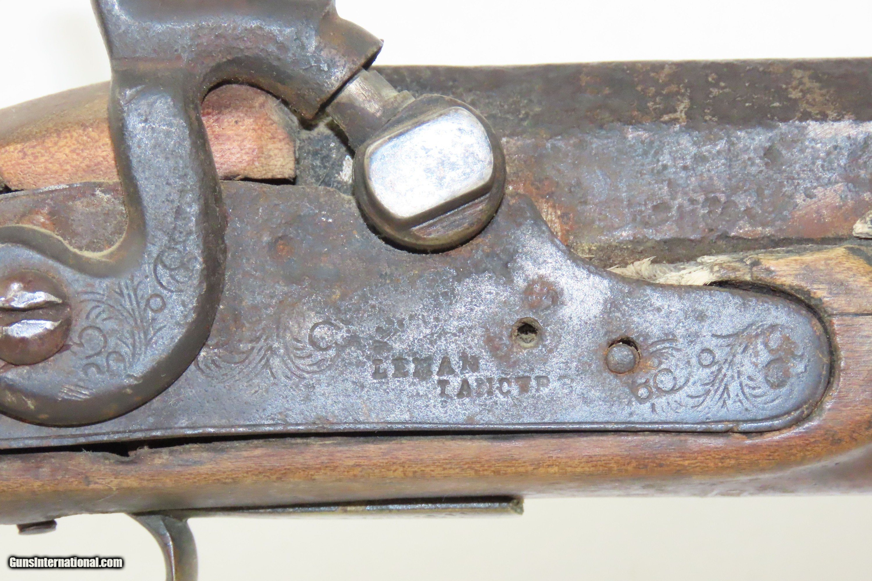 LEMAN Antique FULL-STOCK Percussion PENNSYLVANIA Long Rifle INDIAN ...