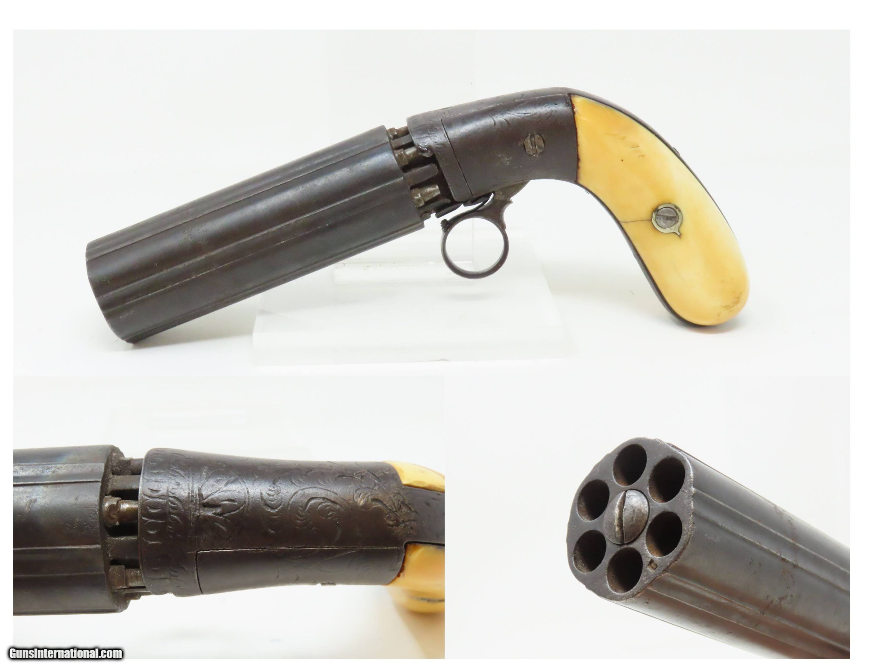 Antique BLUNT & SYMS of NEW YORK Type PEPPERBOX 6-Barrel Revolving ...