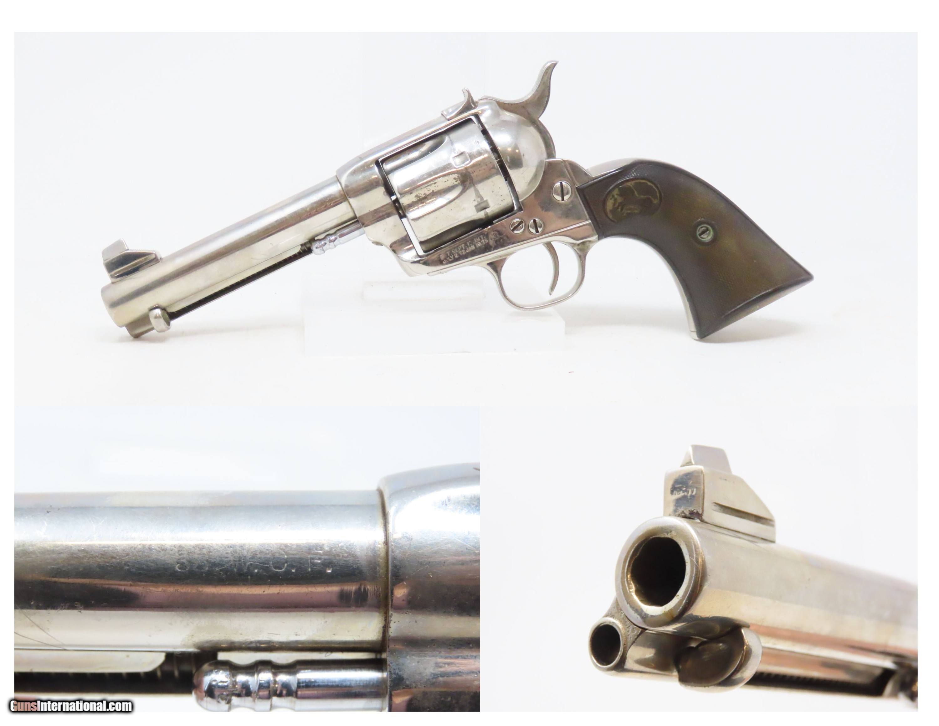 1895 mfr Antique COLT Single Action Army 38-40 WCF Revolver NICKEL 4 3/4” SAA .38 WCF Colt 6 ...