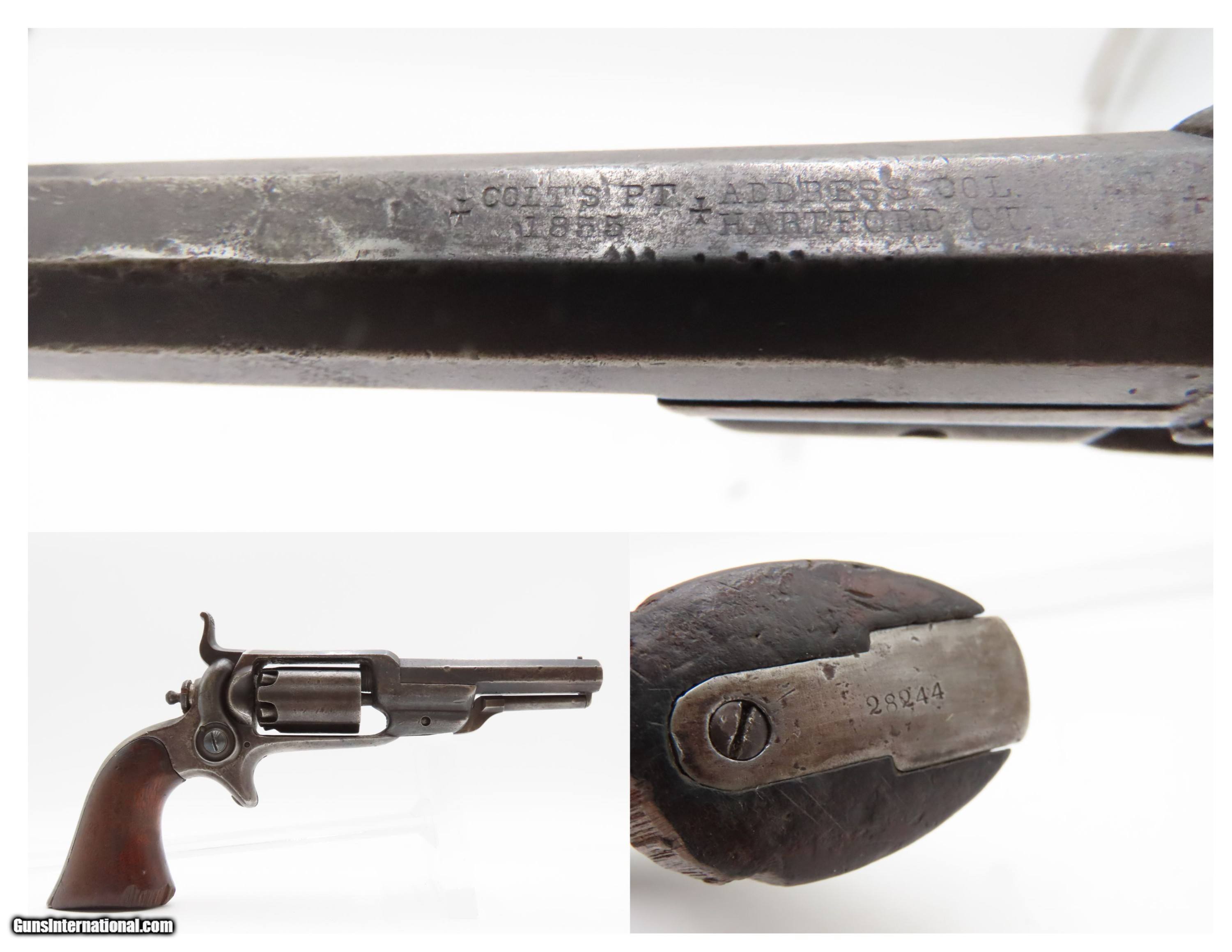 1861 mfg. Antique CIVIL WAR COLT M1855 ROOT Sidehammer .28 POCKET ...