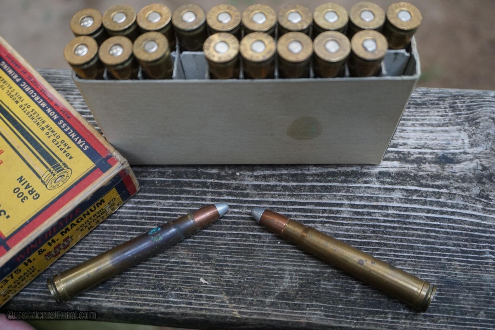 375 H&H ammo Federal & Vintage Winchester Bear Box 2 boxes