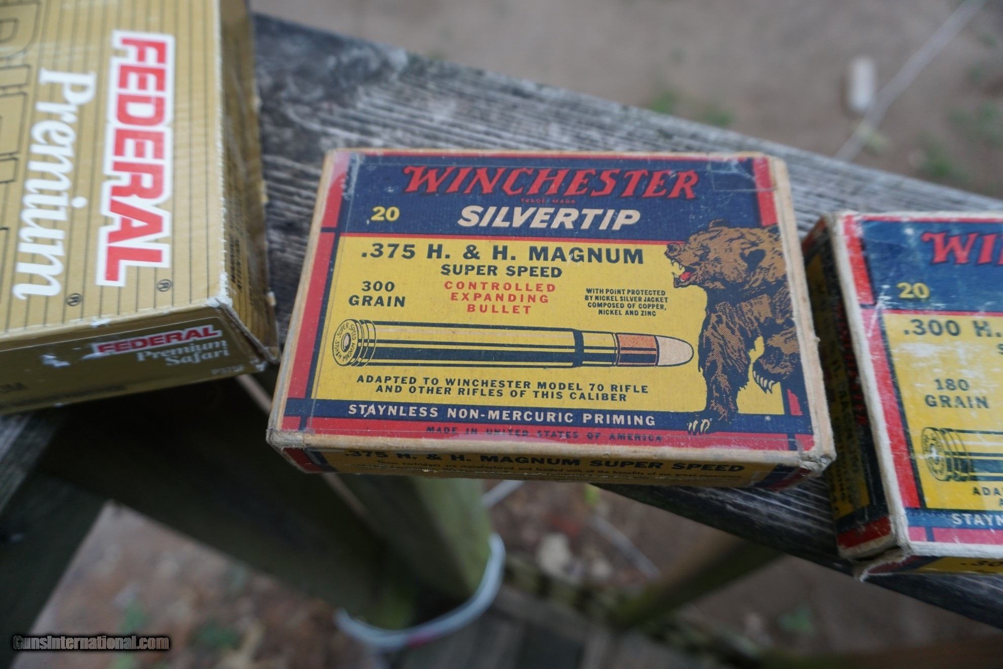 375 H&H ammo Federal & Vintage Winchester Bear Box 2 boxes