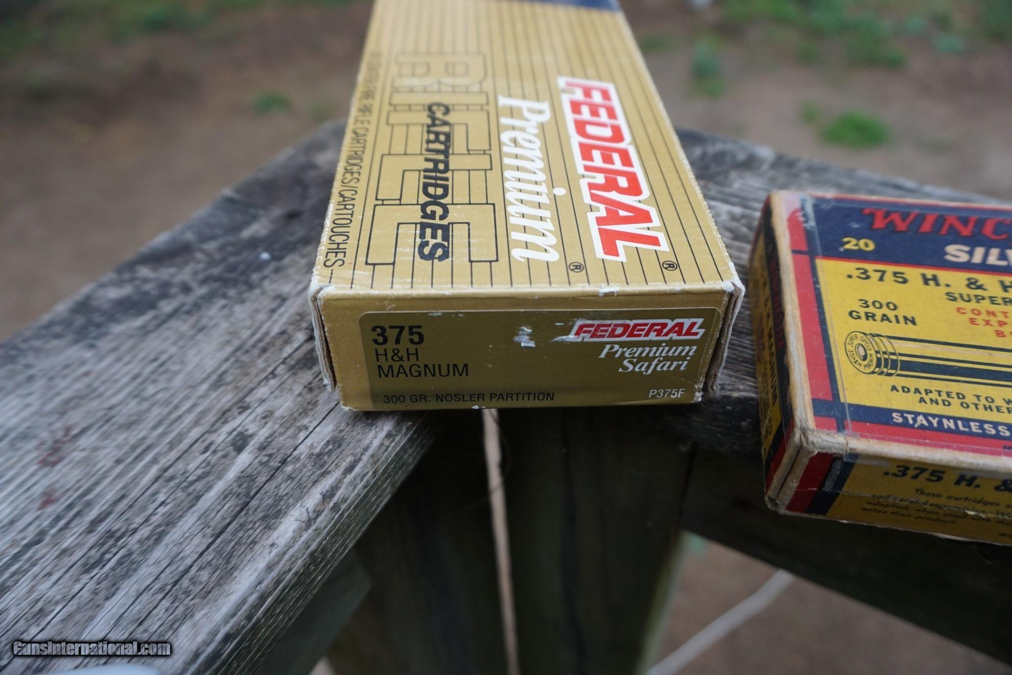 375 H&H ammo Federal & Vintage Winchester Bear Box 2 boxes