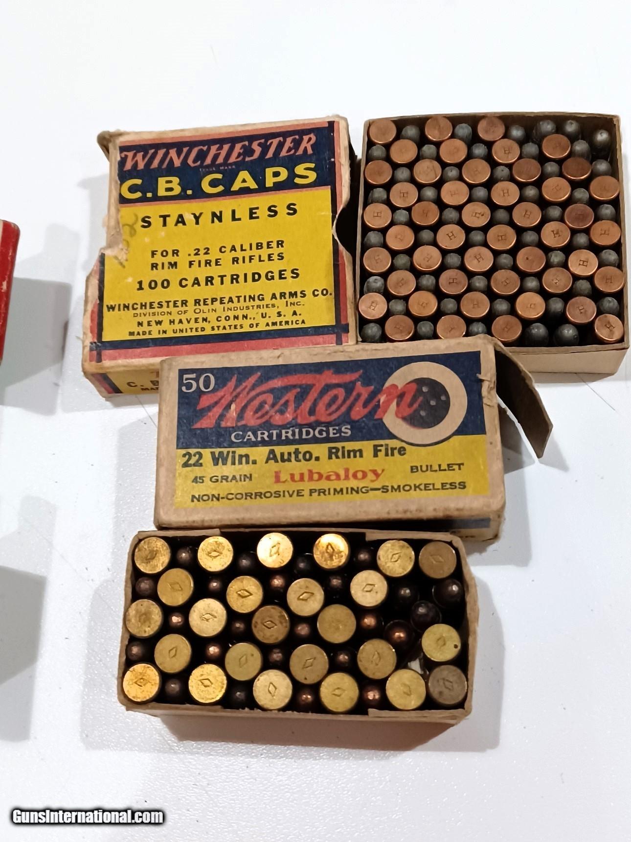 Winchester Remington 22 WRF 22 BB Caps 22 win Auto Ammo Vintage