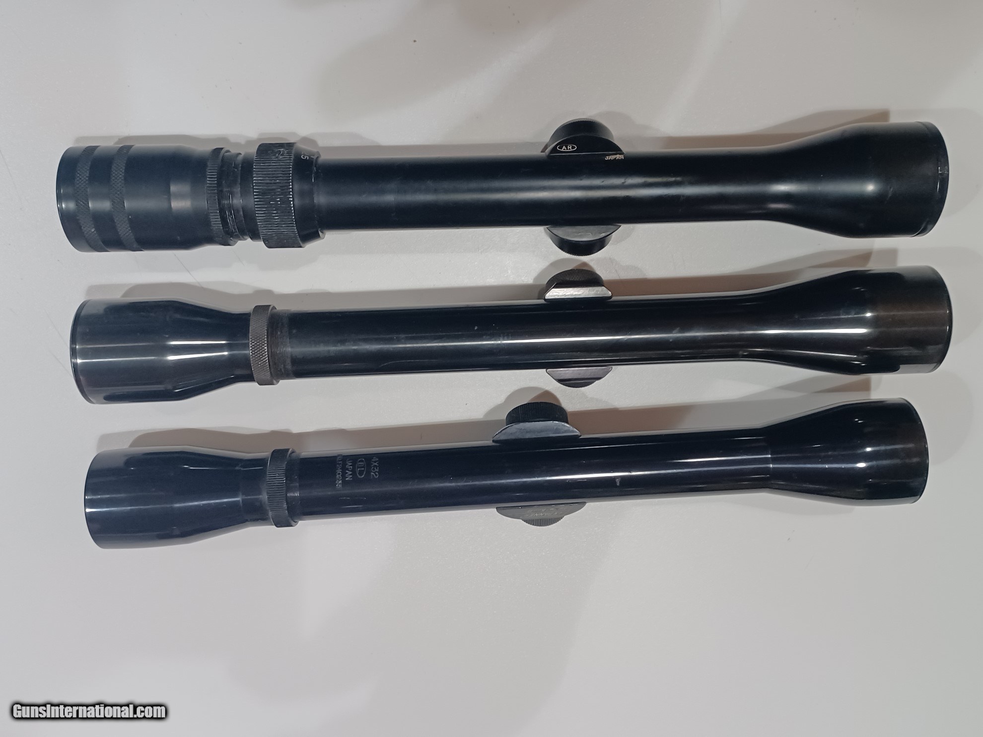 3 Vintage Scopes Weaver Marksman 4x ,Bushnell Banner 4x, LM Dickson 2x7