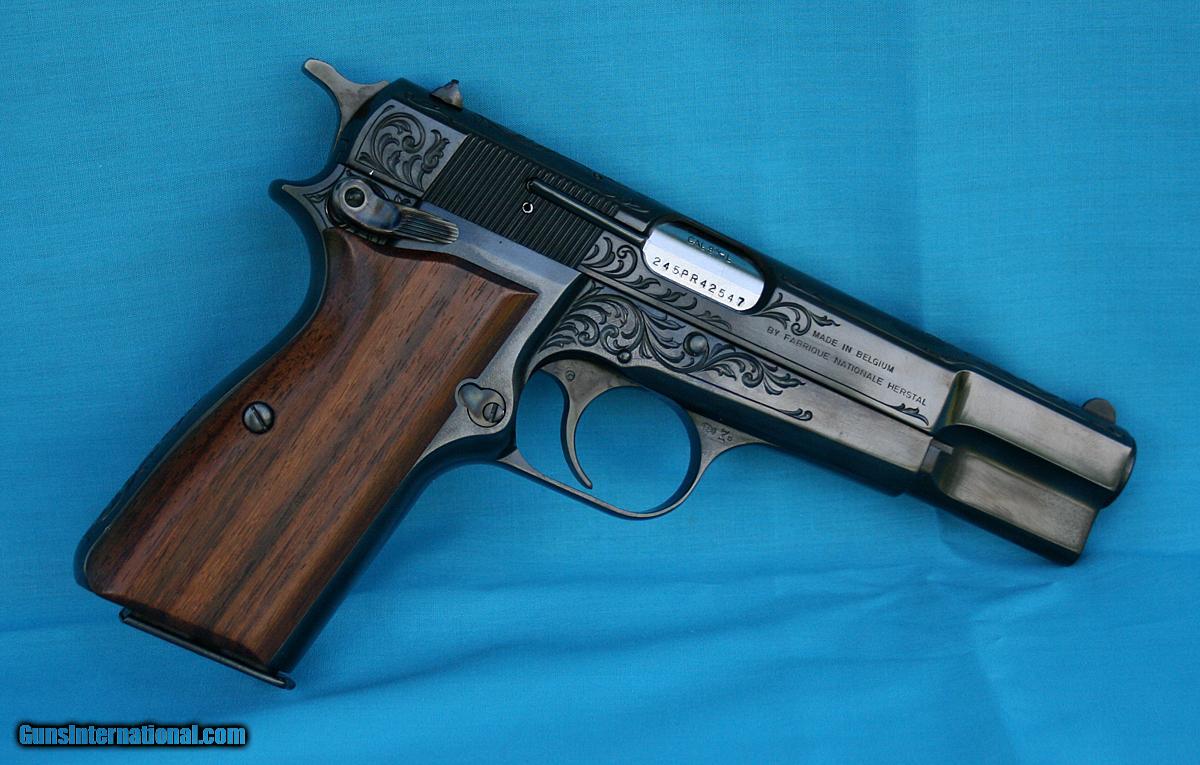 Browning FN High Power engraved with color case trim