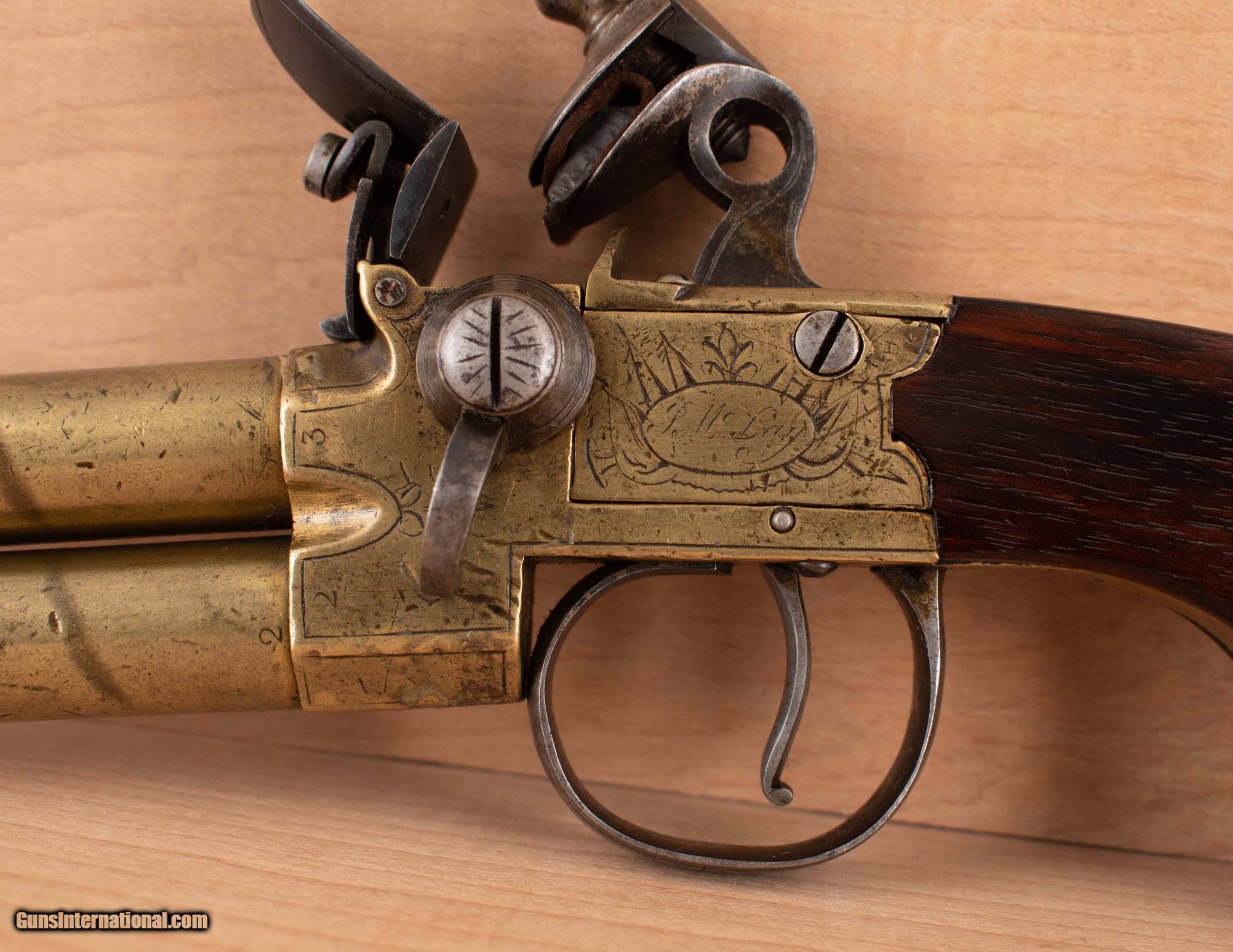 Tap Action Pistol engraved James McLay, EXCELLENT WORKING EXAMPLE ...